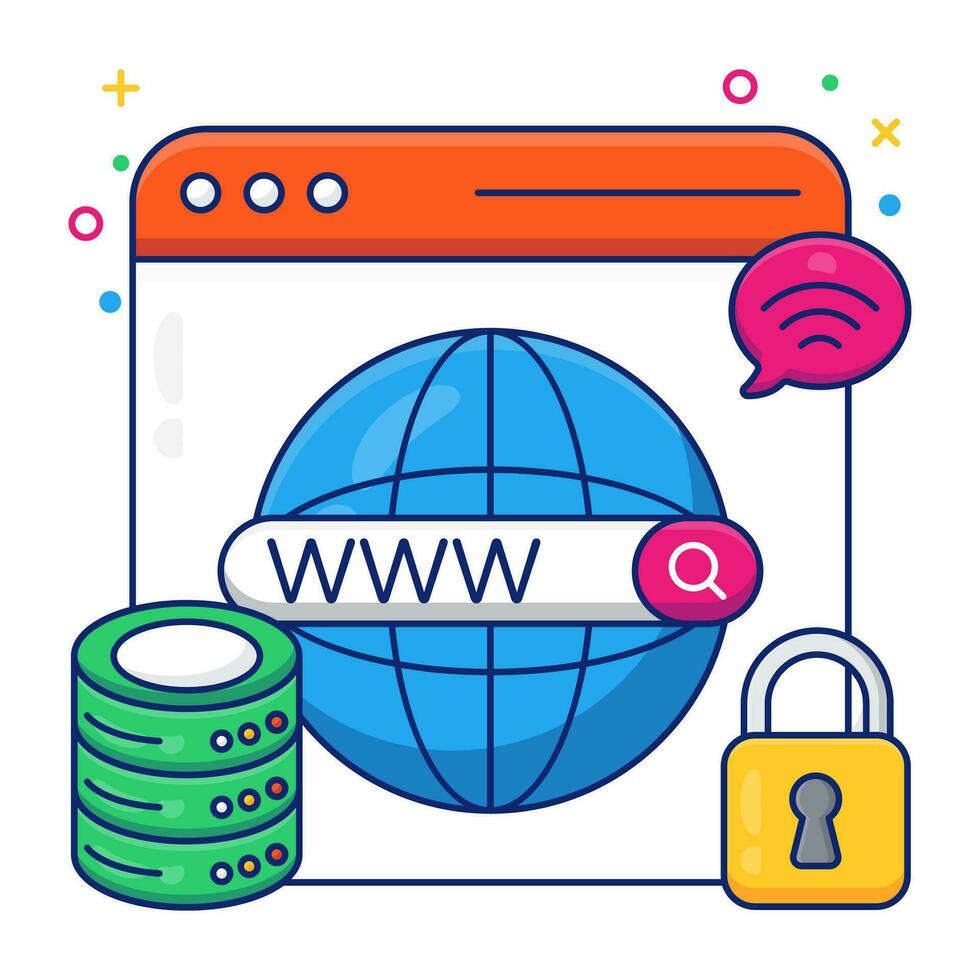 A flat design icon of web browser, www vector 34462738 Vector Art at ...