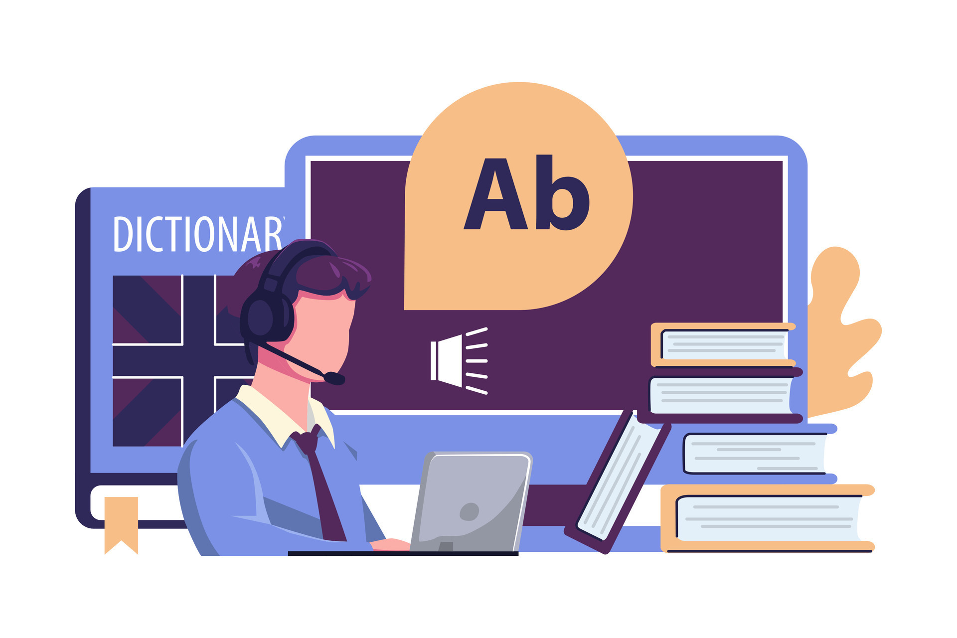 Language Online Course English Course Online Learning Flat Style language-online-course-english-course-online-learning-flat-style