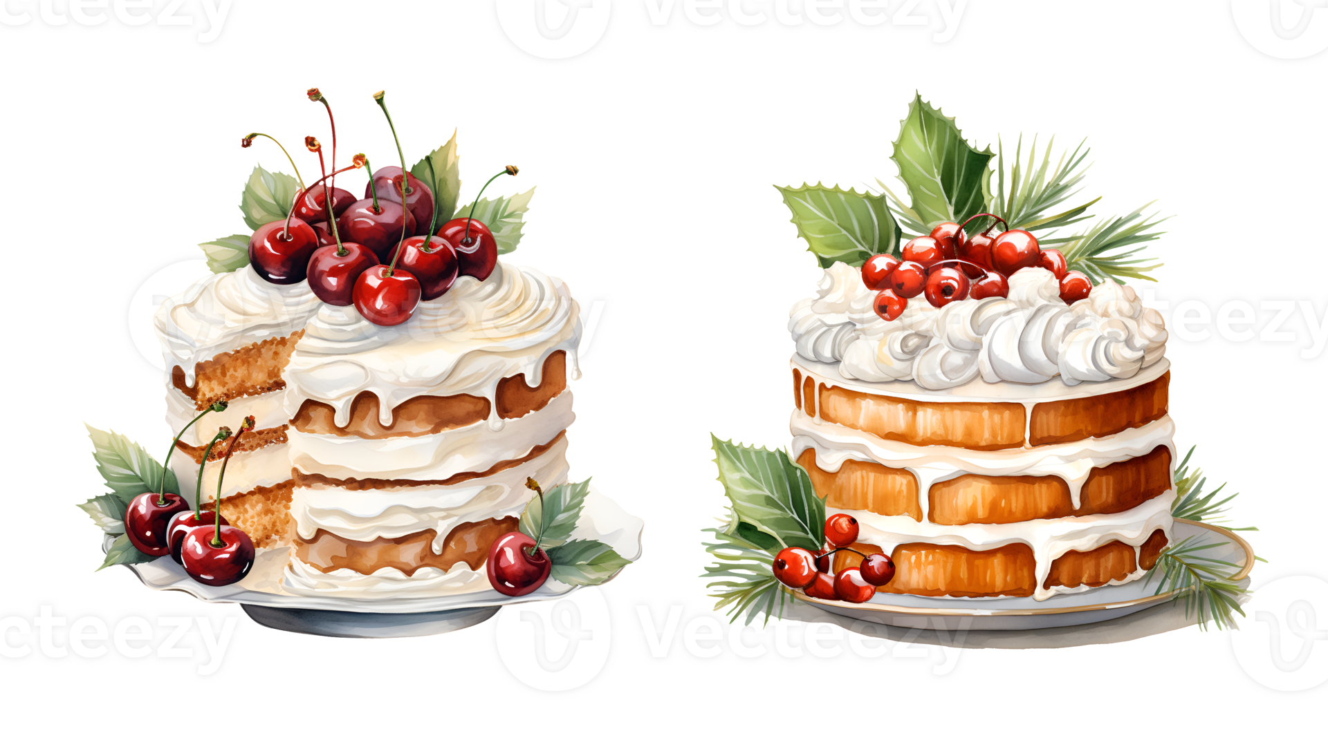 Christmas sweets watercolor clipart illustration with isolated ...