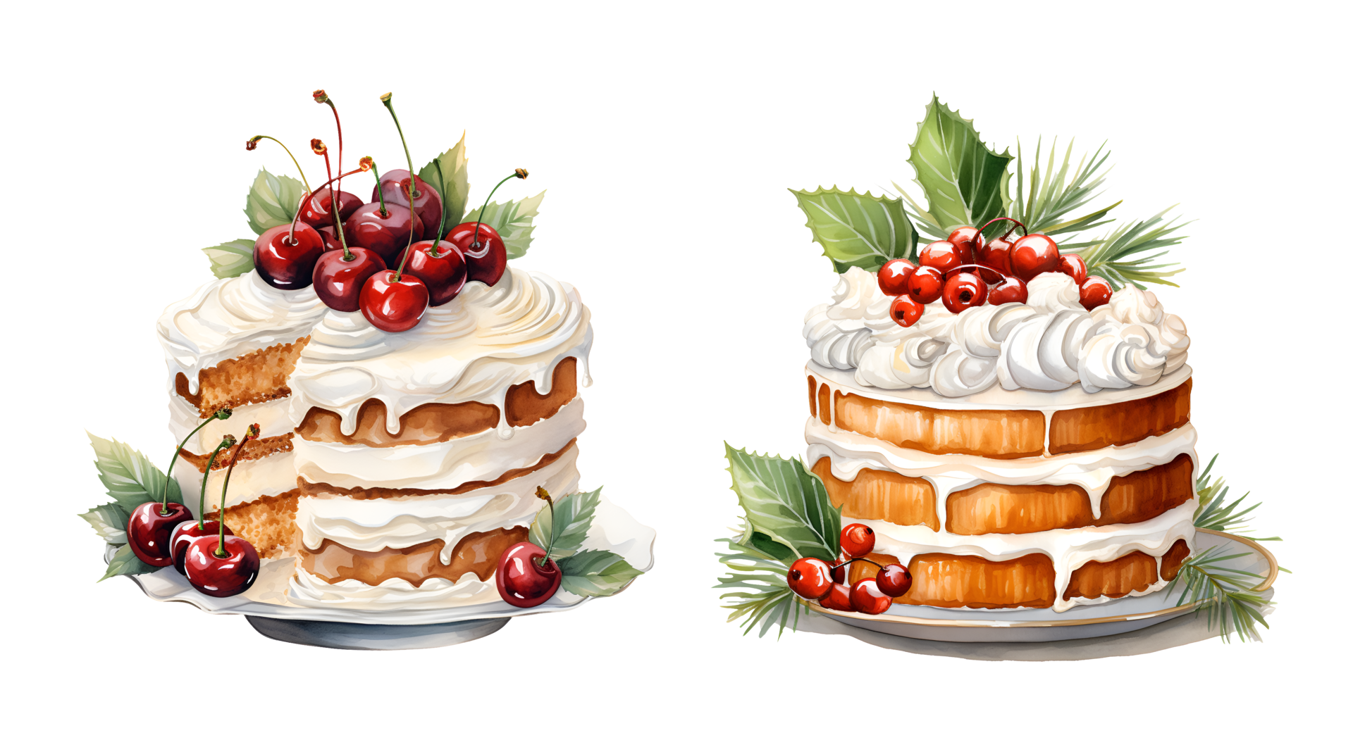 Christmas sweets watercolor clipart illustration with isolated ...