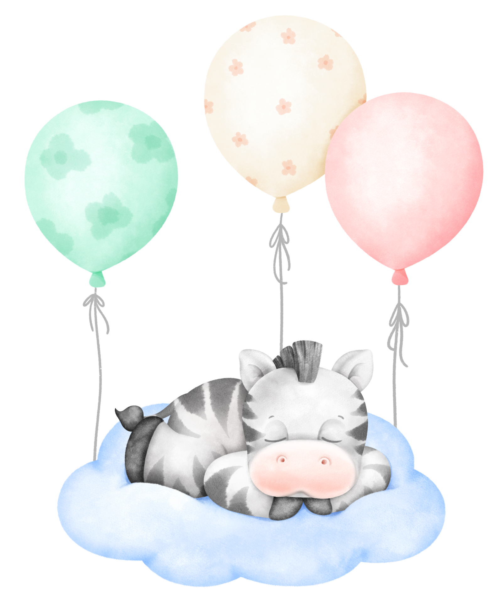 Cute Zebra sleeping watercolor 34468839 PNG