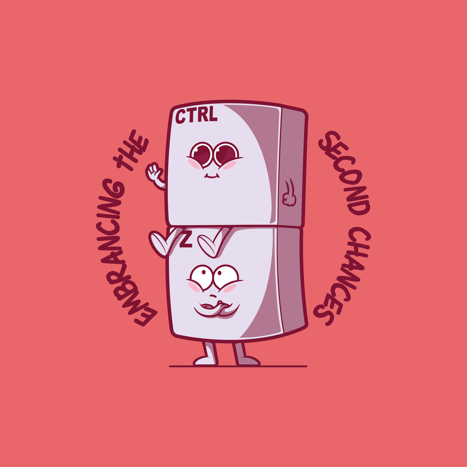 Ctrl Z Keyboard Keys Characters Vector Illustration Funny Tech Mascot Design Concept