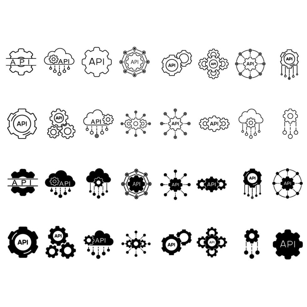 Api icon vector set. integration illustration sign collection ...