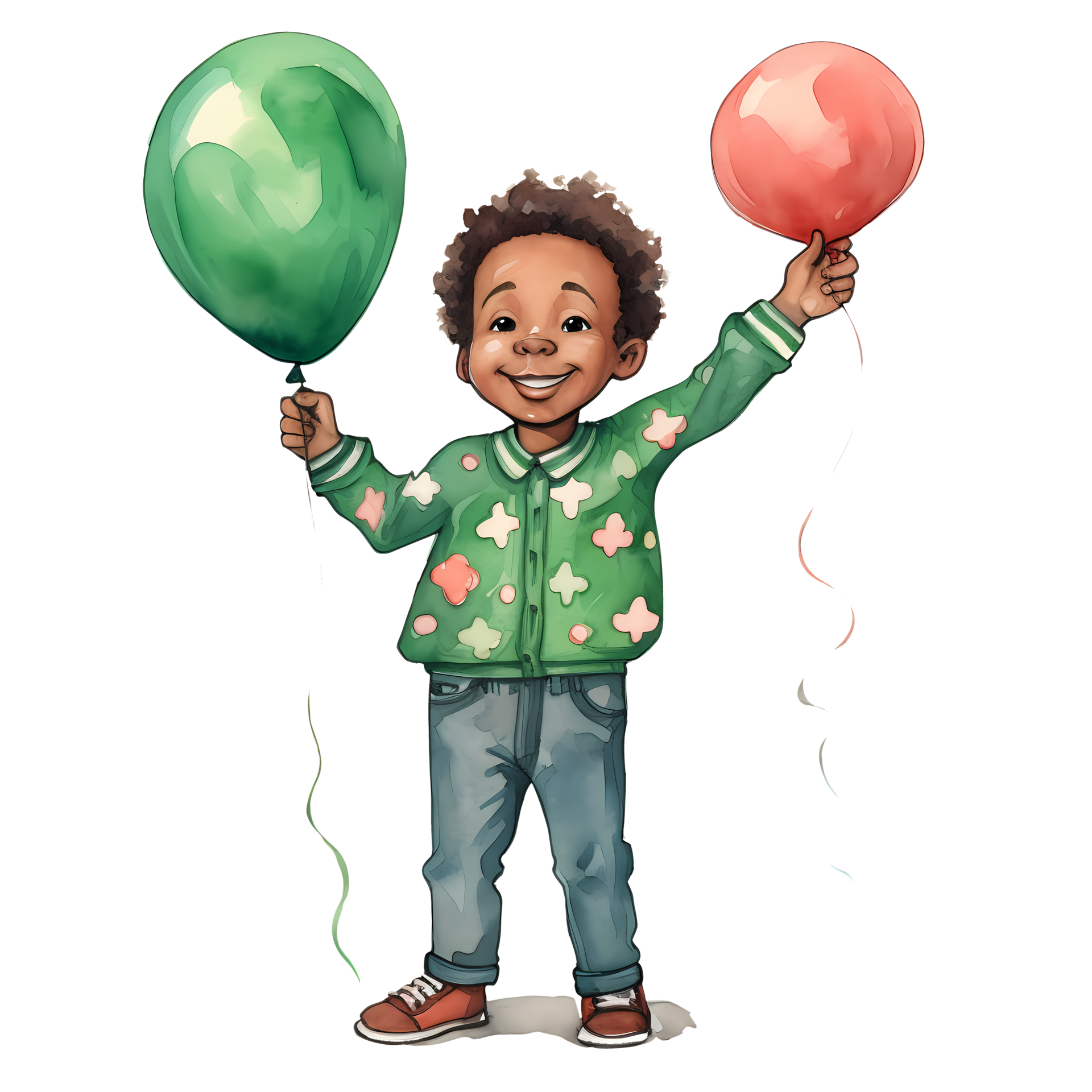 Cute Man Happy New Year African American Watercolor Clipart Illustration Ai Generative 34485699 Png