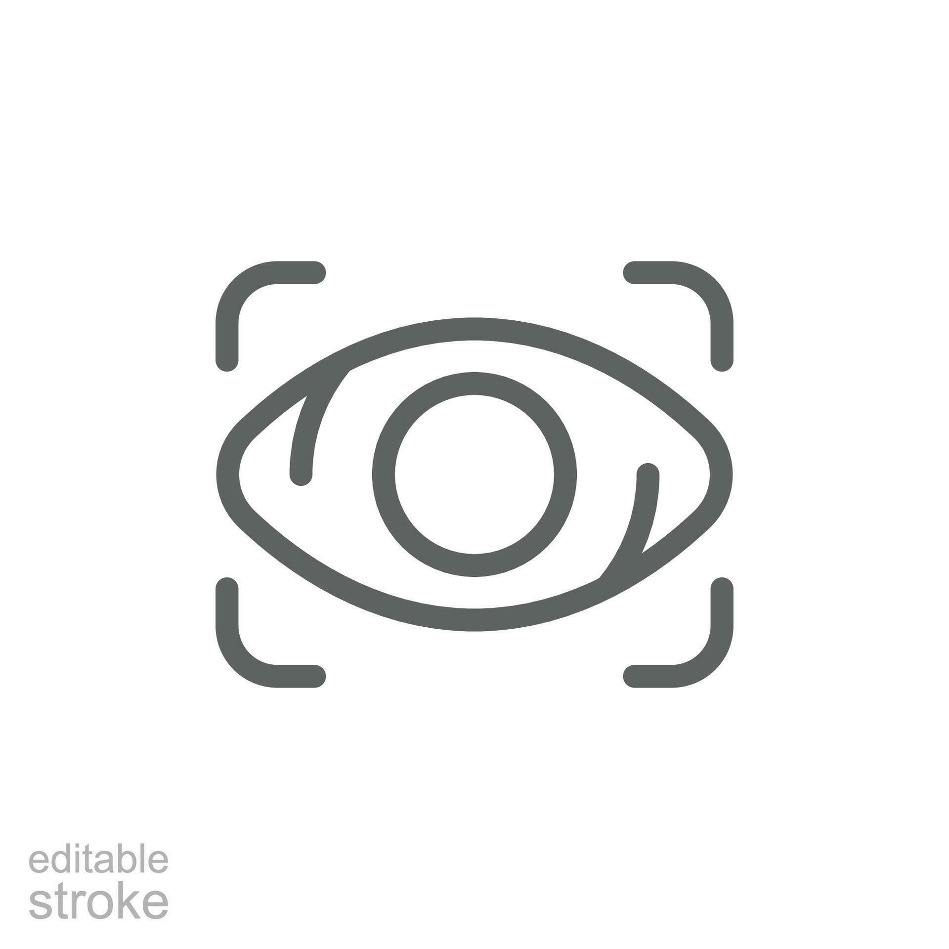 Eye scan icon. Simple outline style. Visual identity, focus, view, vision, future tech, eye with ...