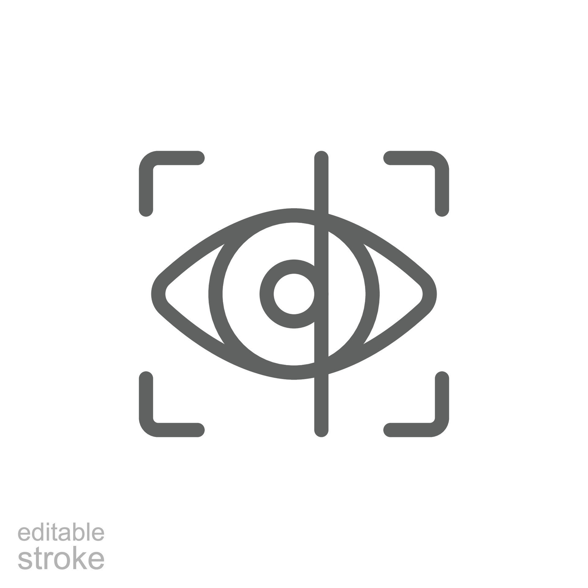 Eye scan icon. Simple outline style. Visual identity, focus, view ...