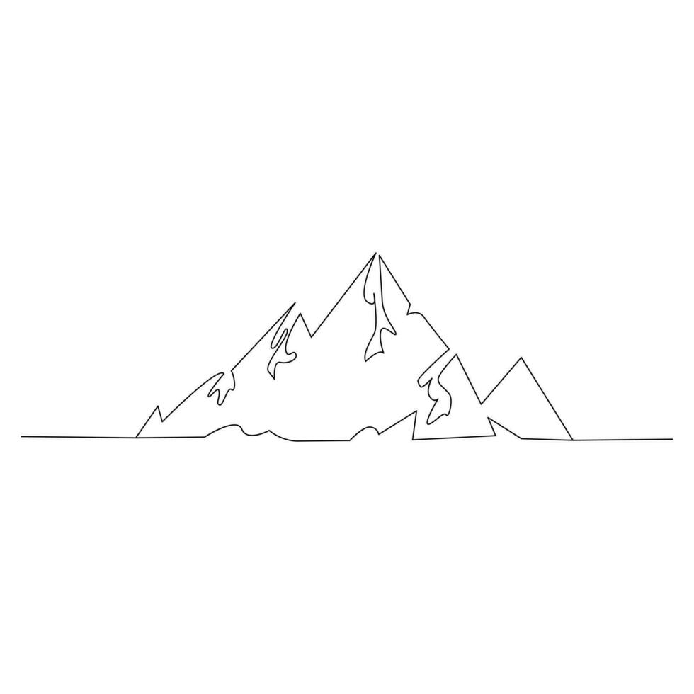 Mountain continuous single line outline vector art illustration ...