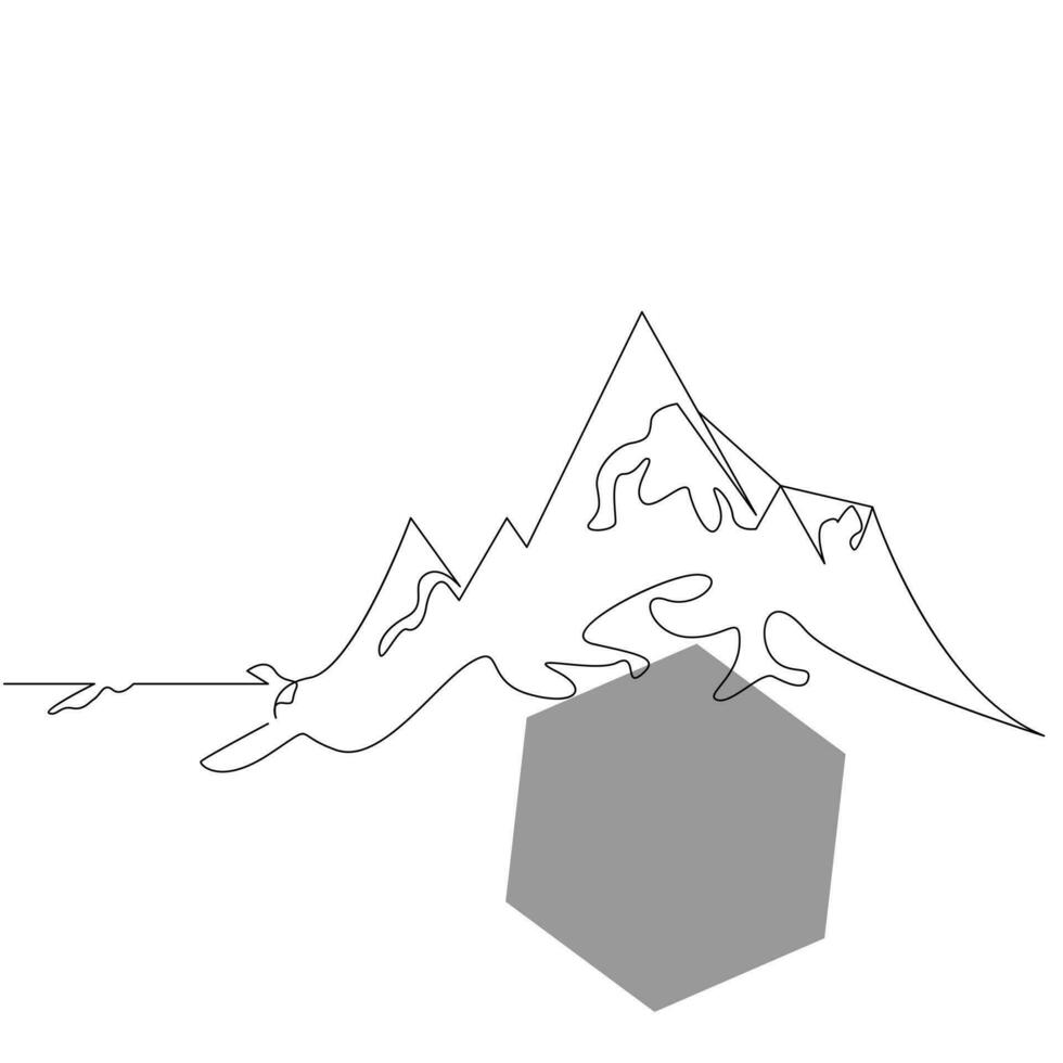 Mountain continuous single line outline vector art illustration ...