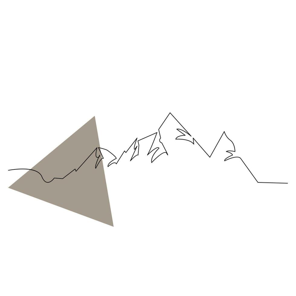 Mountain continuous single line outline vector art illustration ...