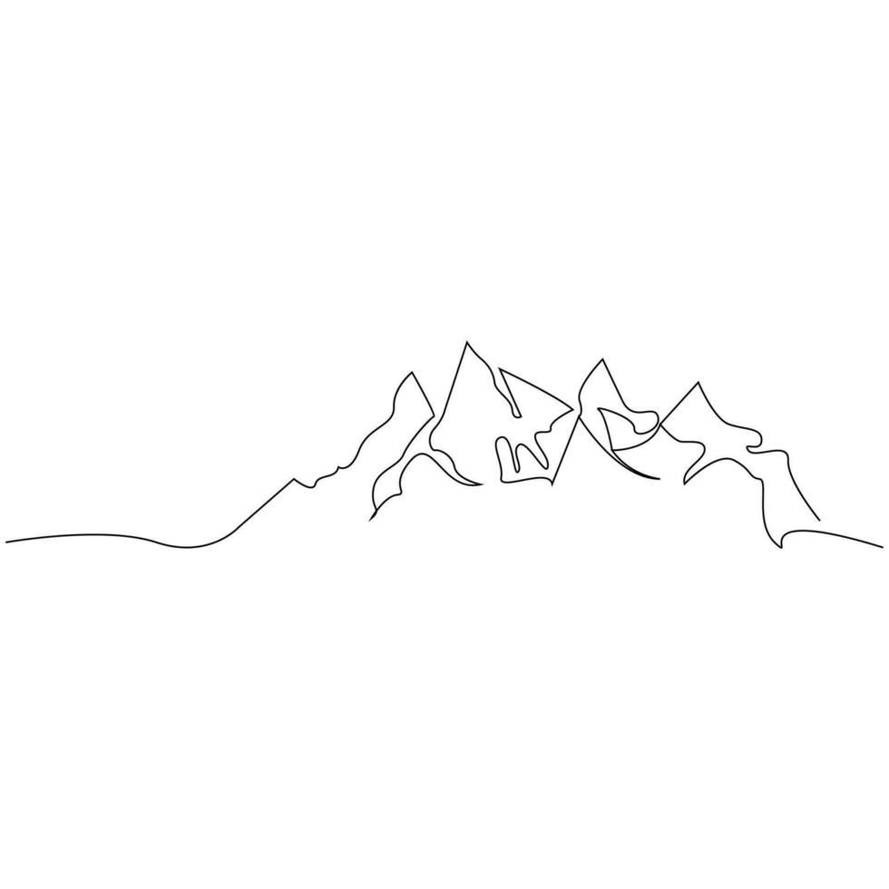 Mountain continuous single line outline vector art illustration ...