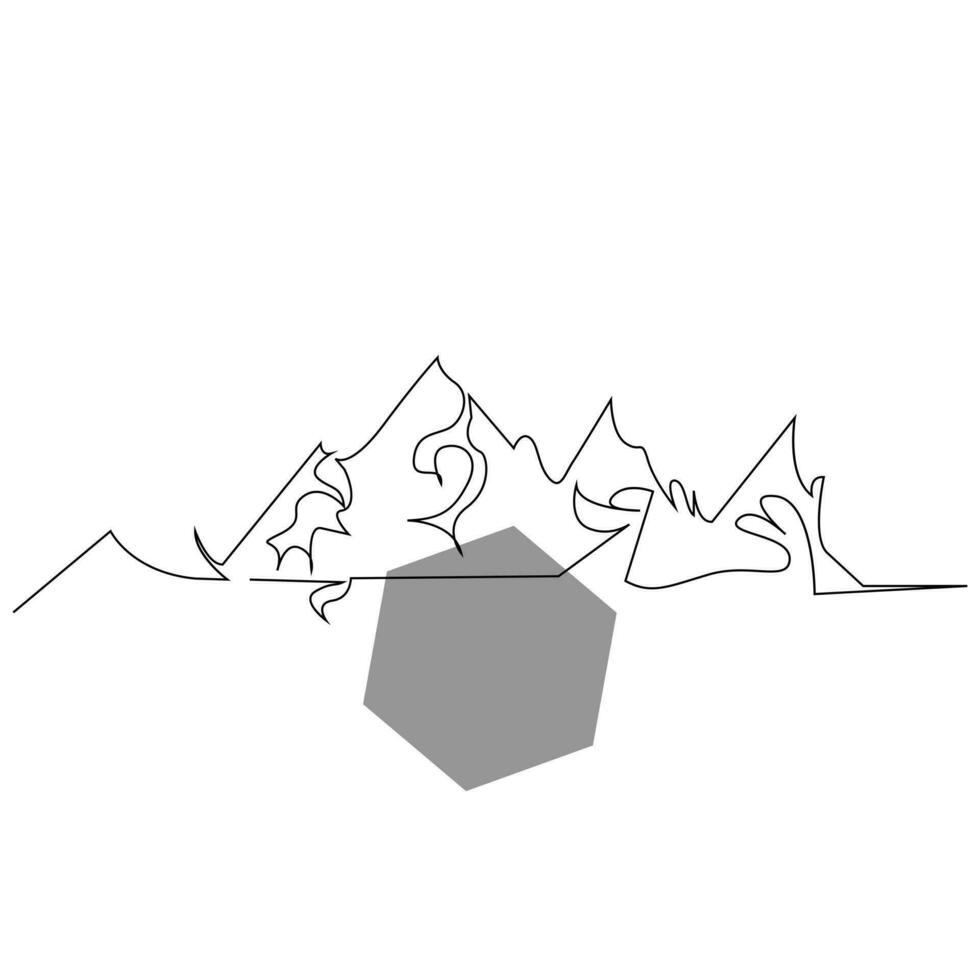 Mountain continuous single line outline vector art illustration ...