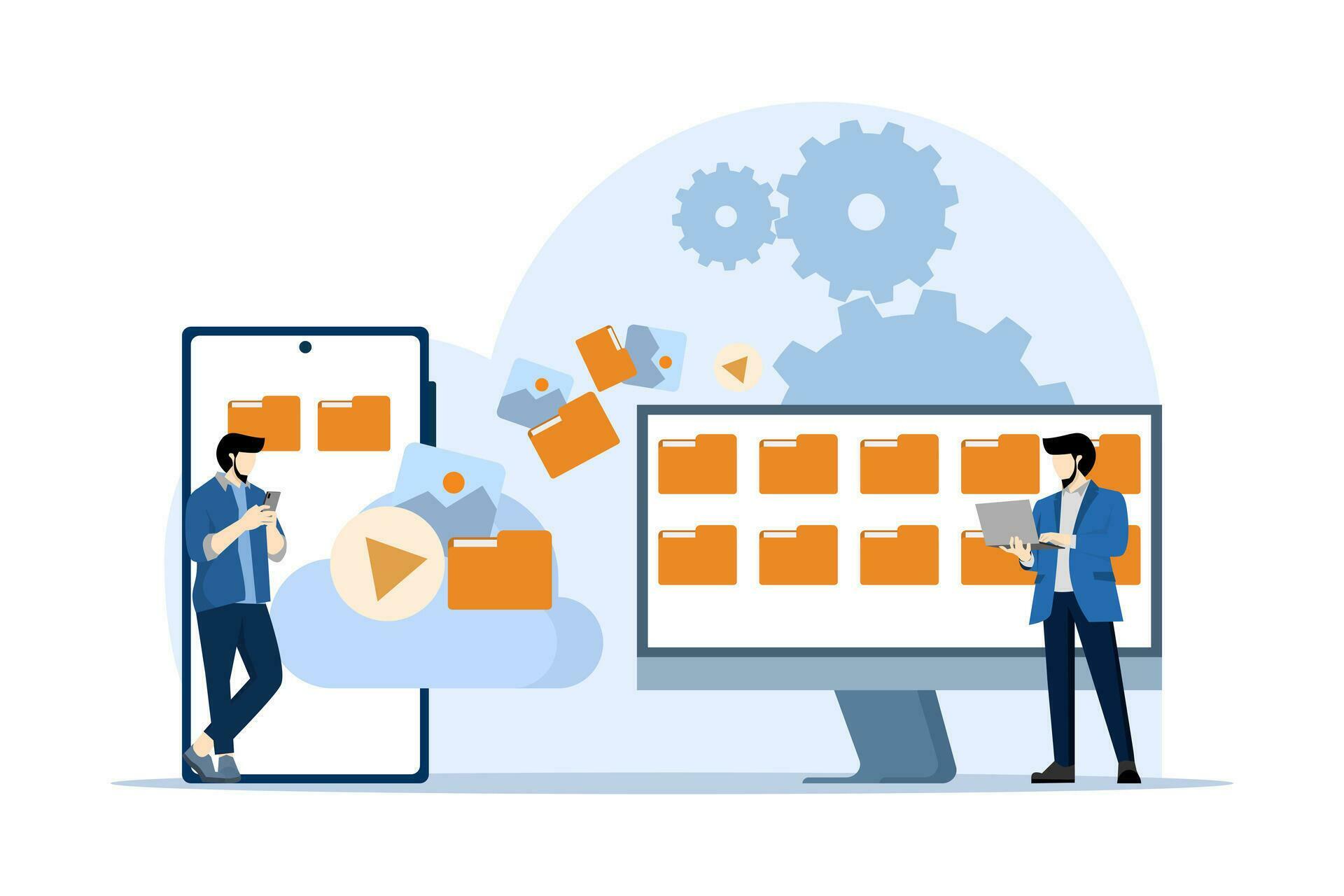 Concept Of Cloud Storage File Downloading Database Protection Data
