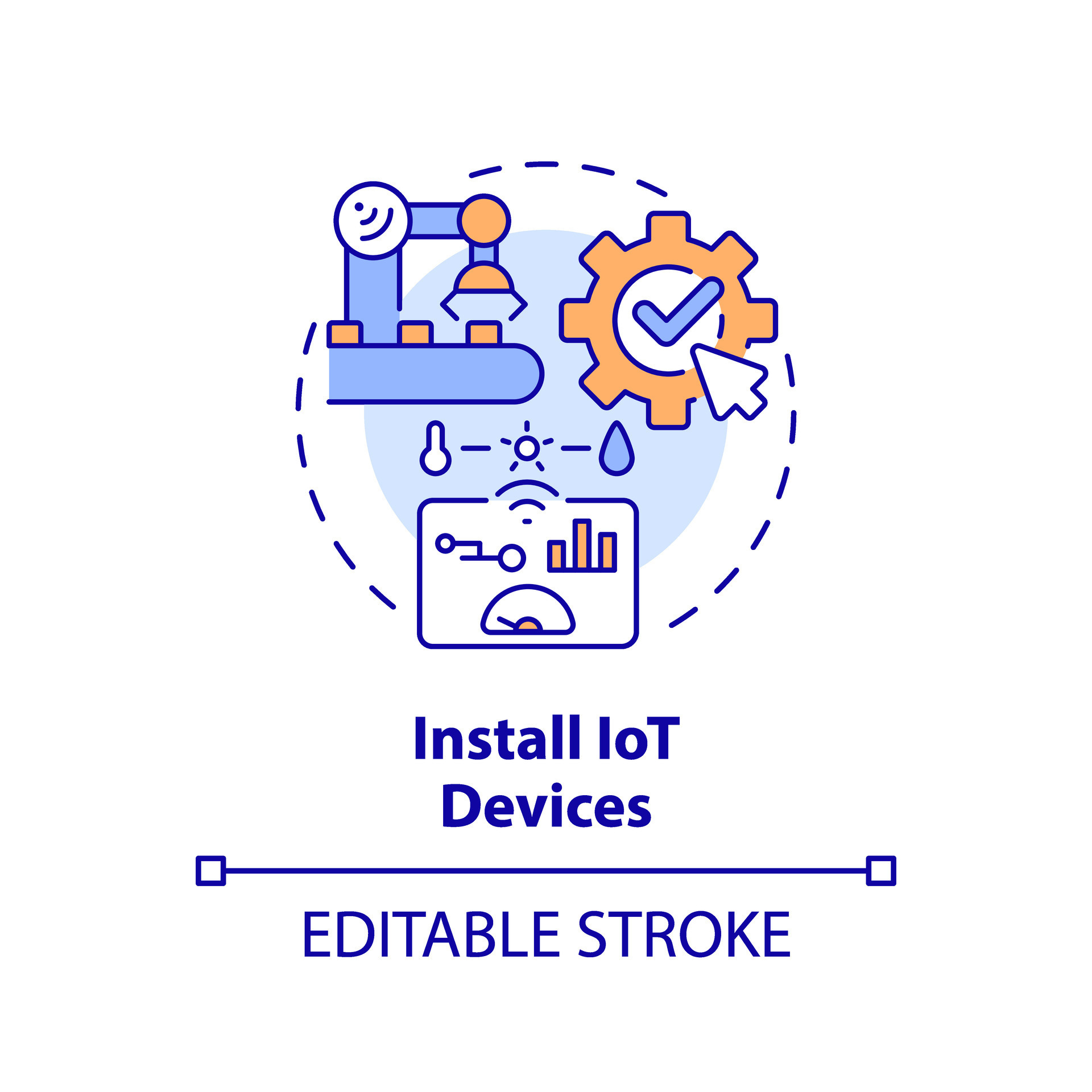 2d Editable Multicolor Icon Install Iot Devices Concept Simple Isolated Vector Predictive