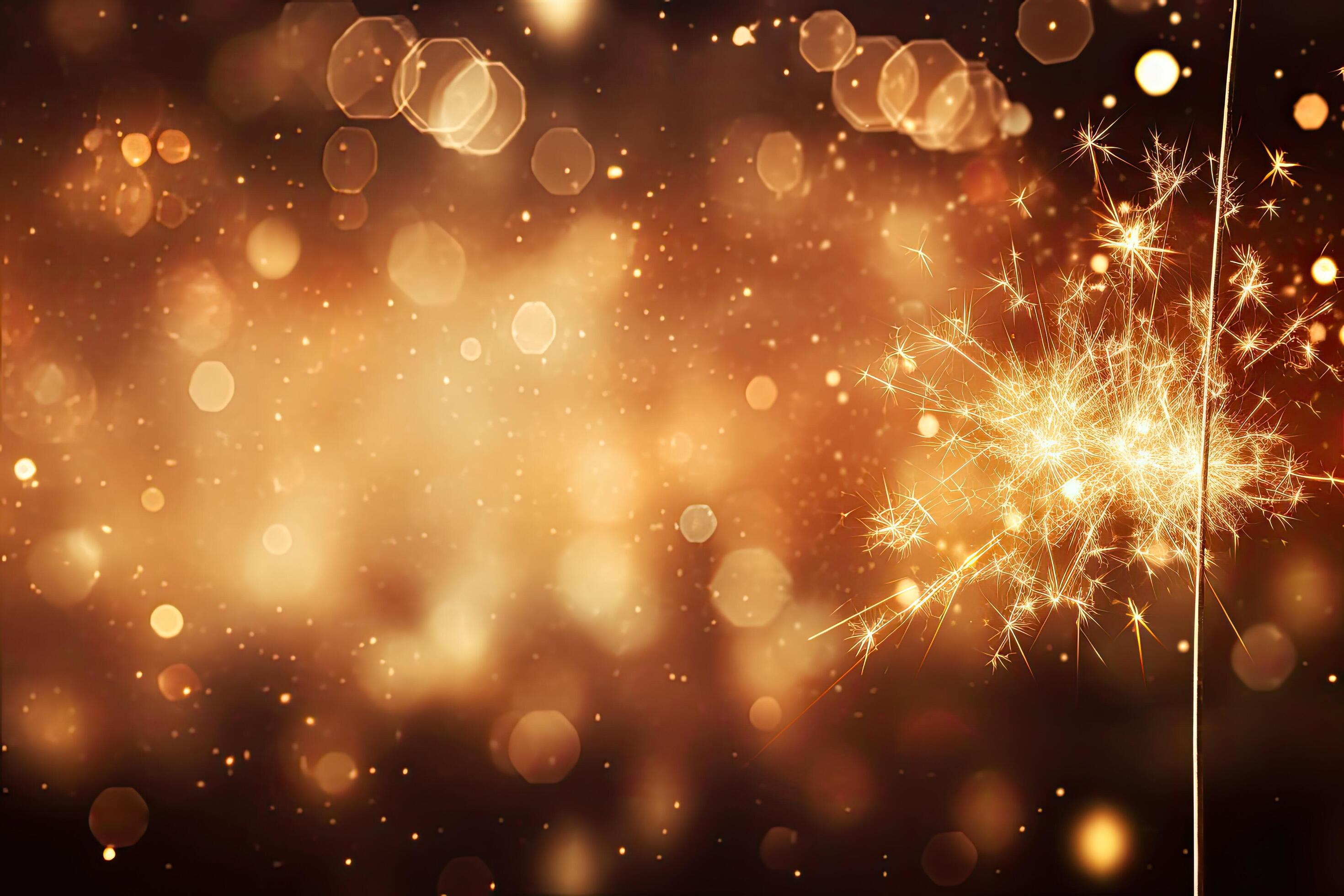 Christmas and New Year party background with sparkler and bokeh lights ...
