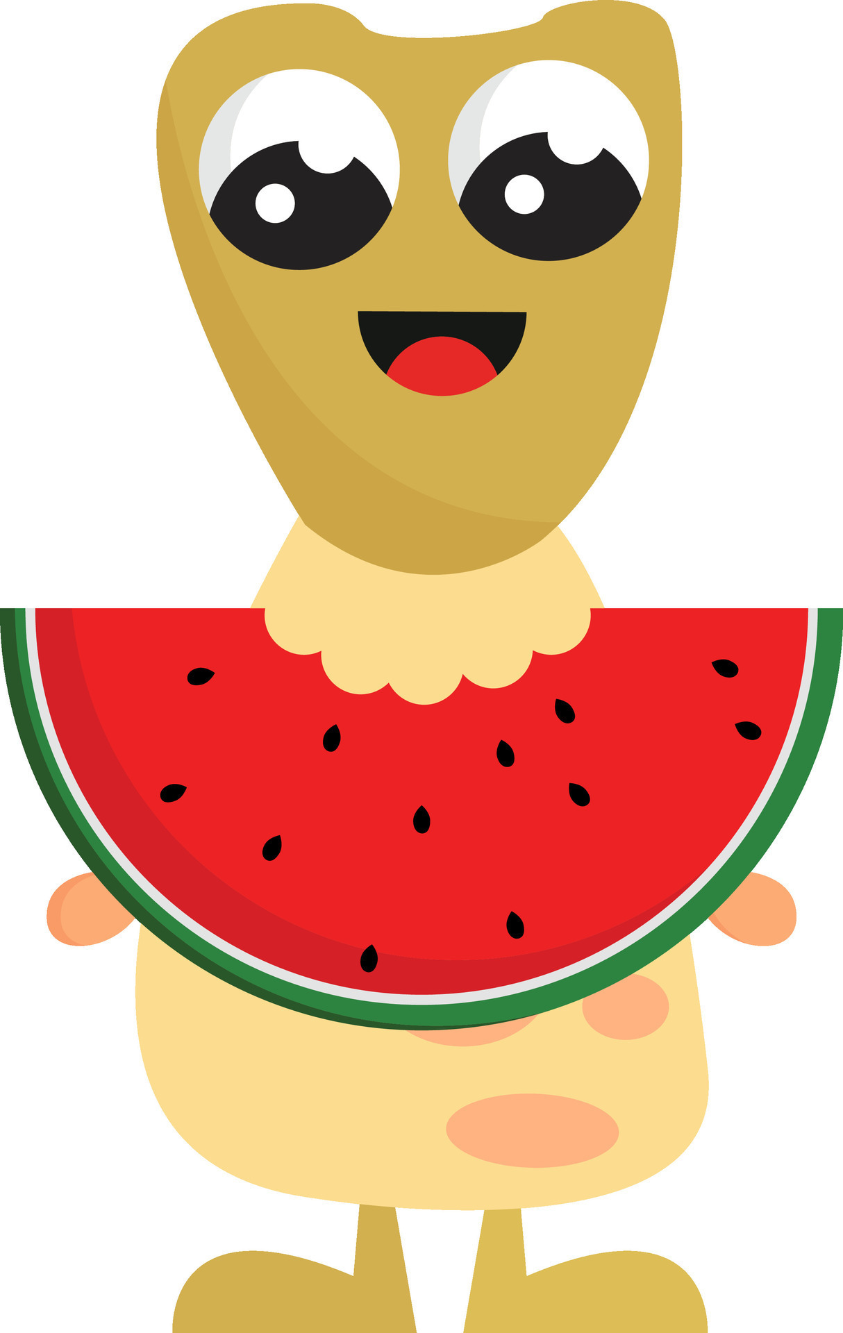 Monster with watermelon, vector or color illustration. 34514498 Vector ...