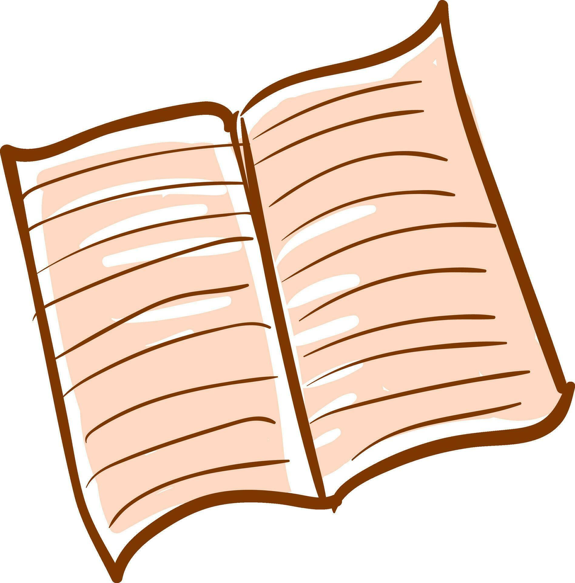 Sketch and color pencil drawing of an open notebook vector or color ...