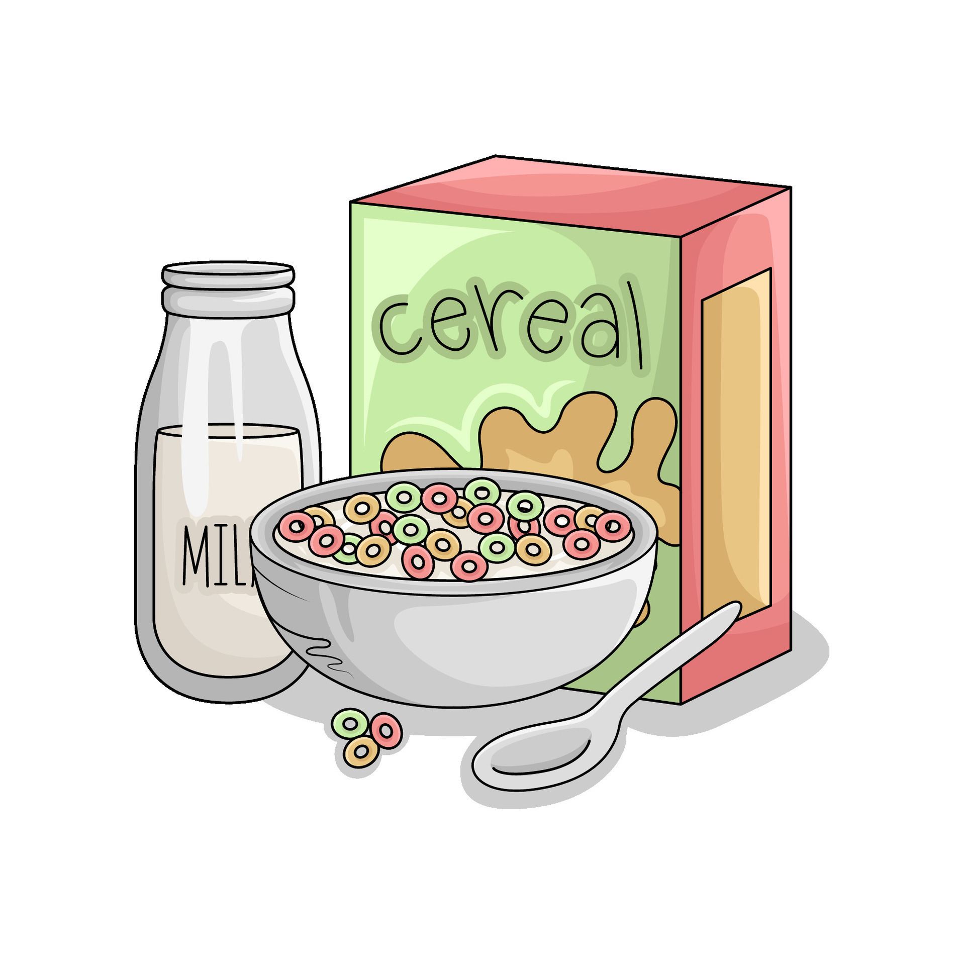 cereal with milk illustration 34524656 Vector Art at Vecteezy