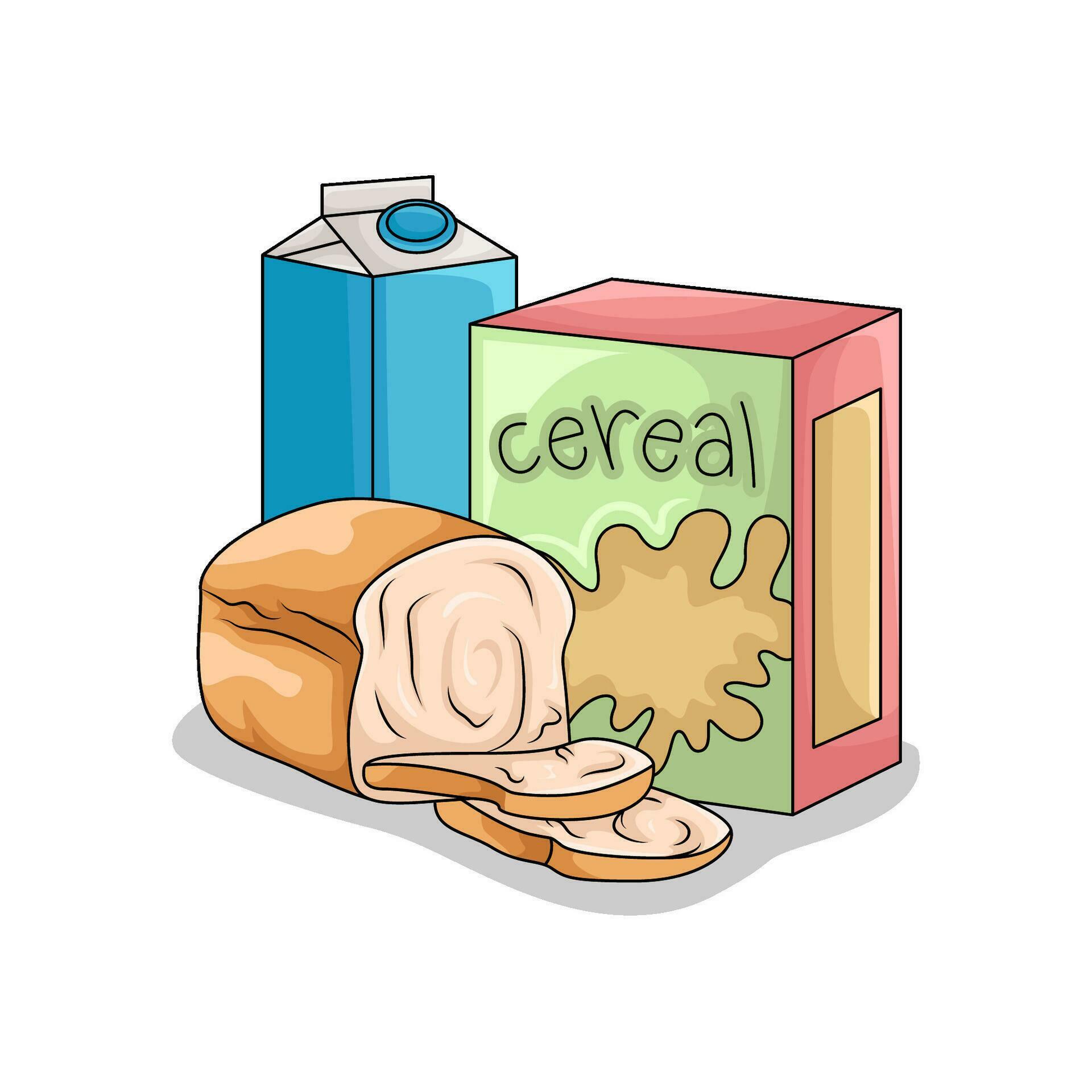Cereal Box Milk With Wheat Bread Illustration 34524717 Vector Art At