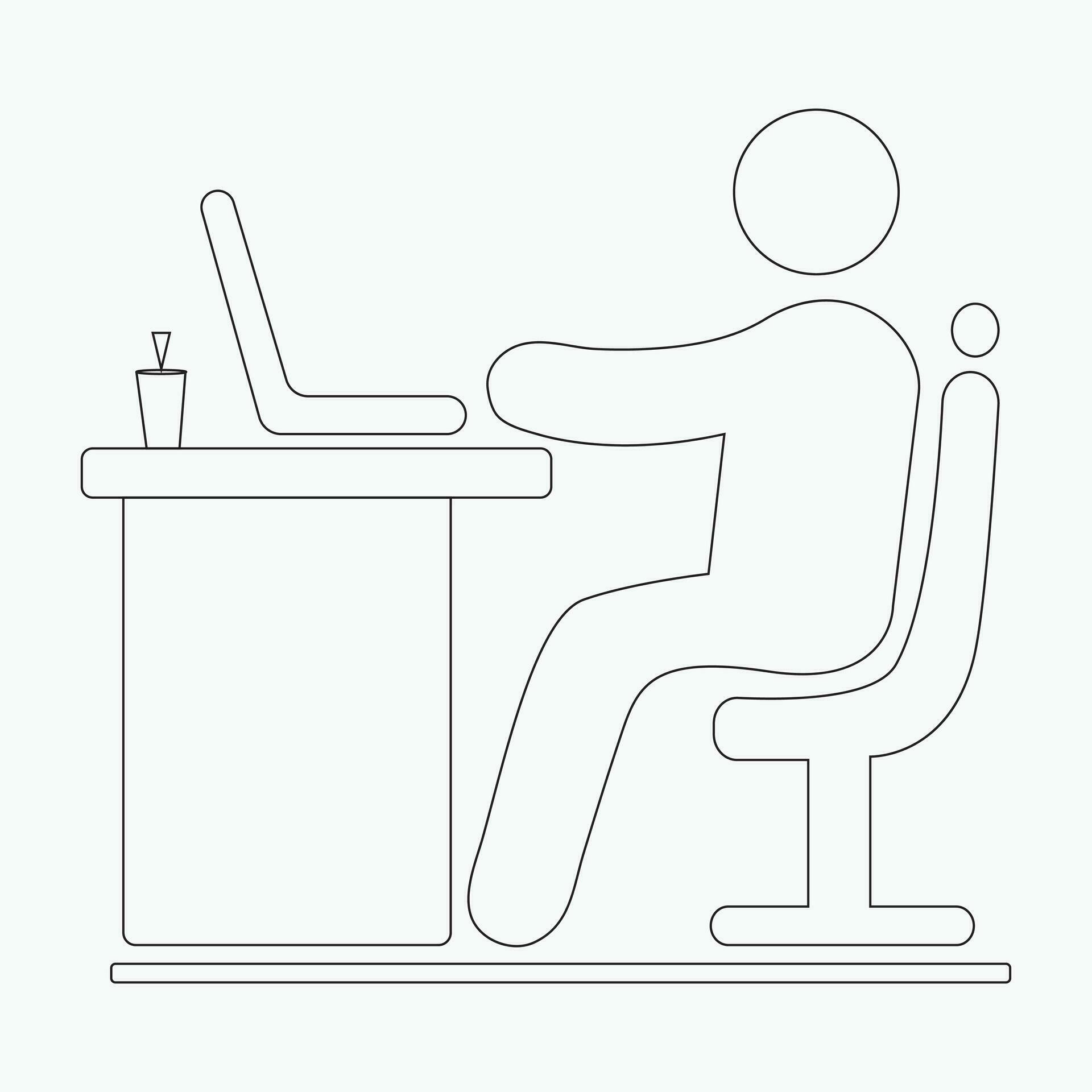 Businessman Working on Computer Vector illustration 34527098 Vector Art ...