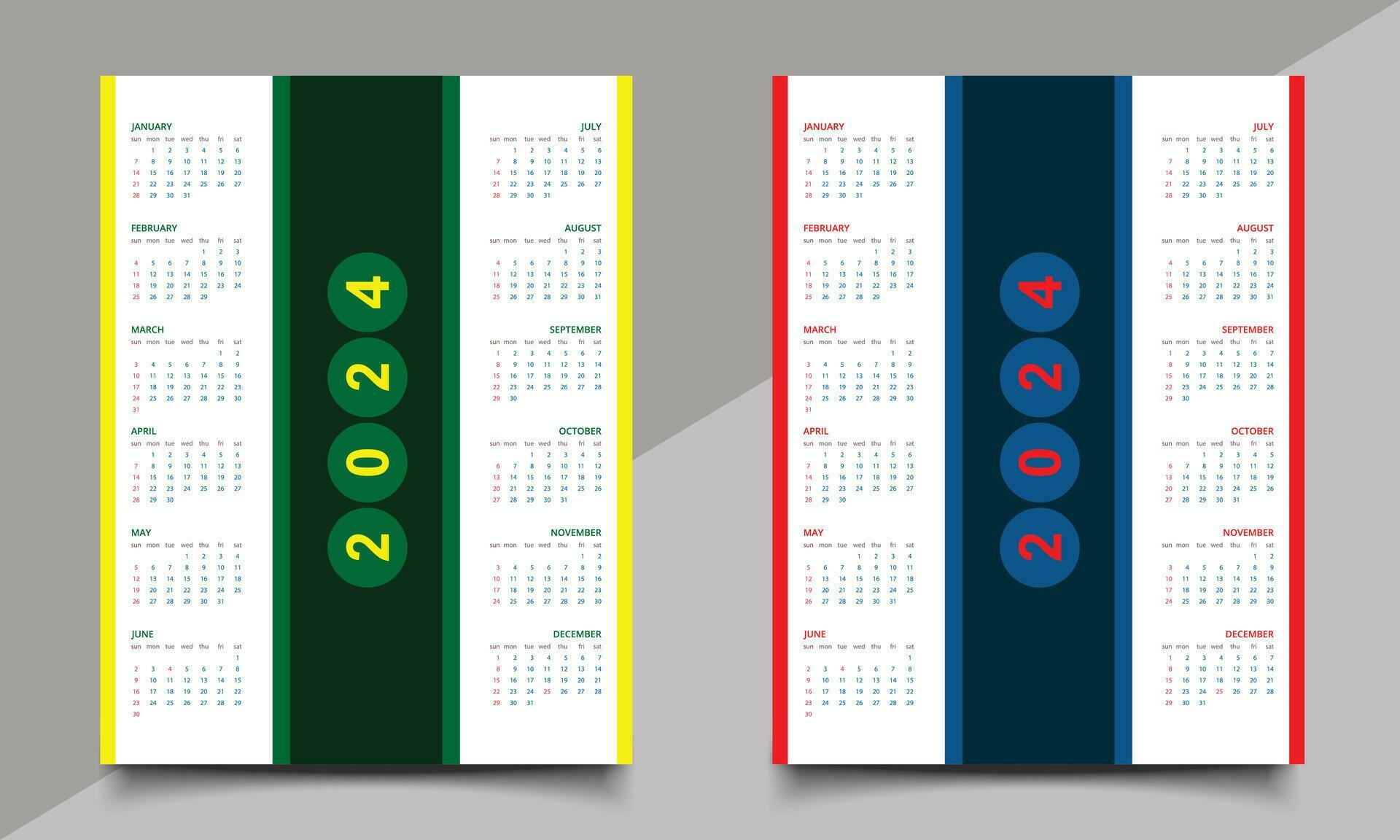 Creative calendar design. Wall or one-page calendar design template ...