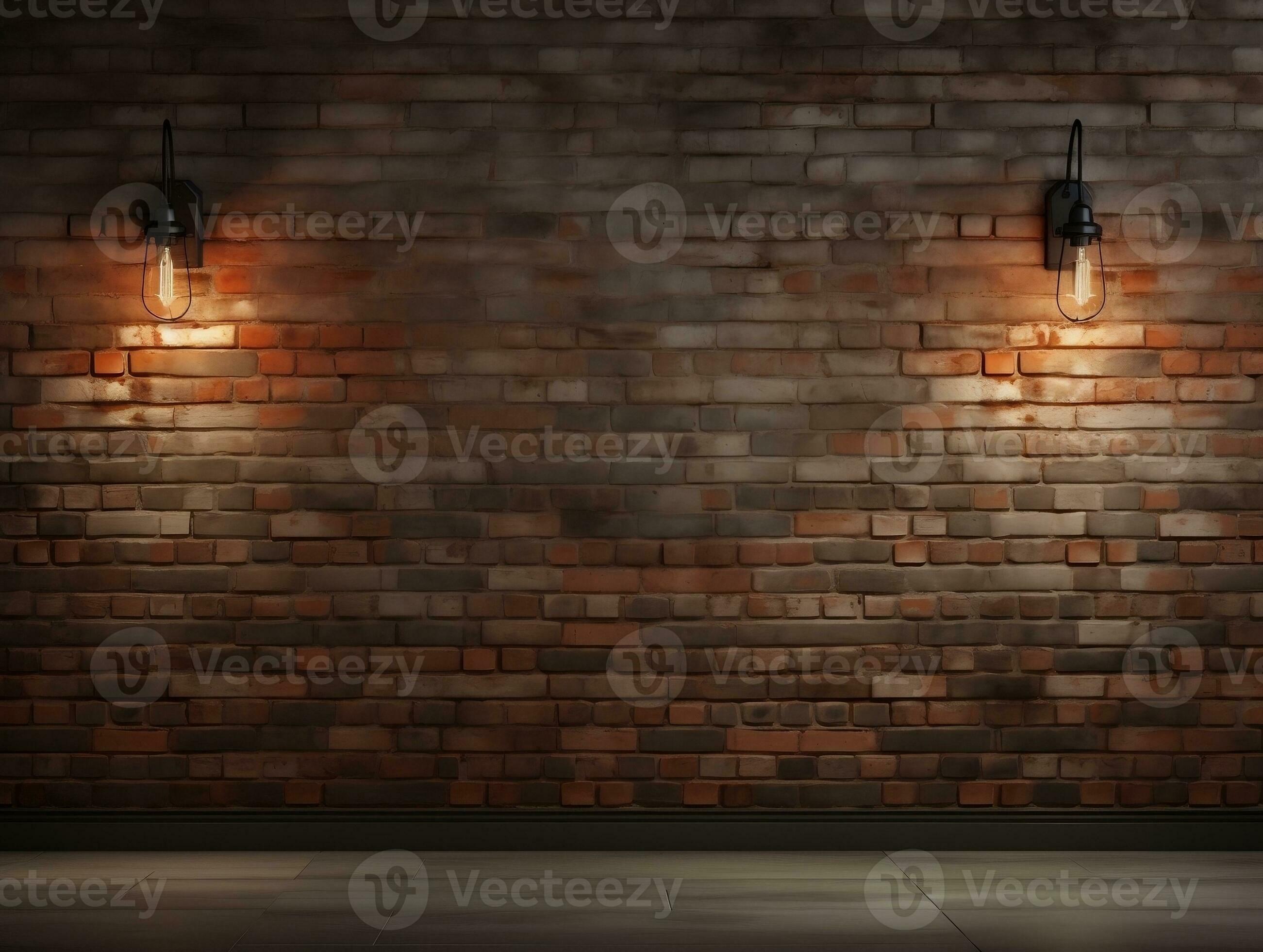 Brick wall background with wall lighting AI Generative 34528111 Stock ...