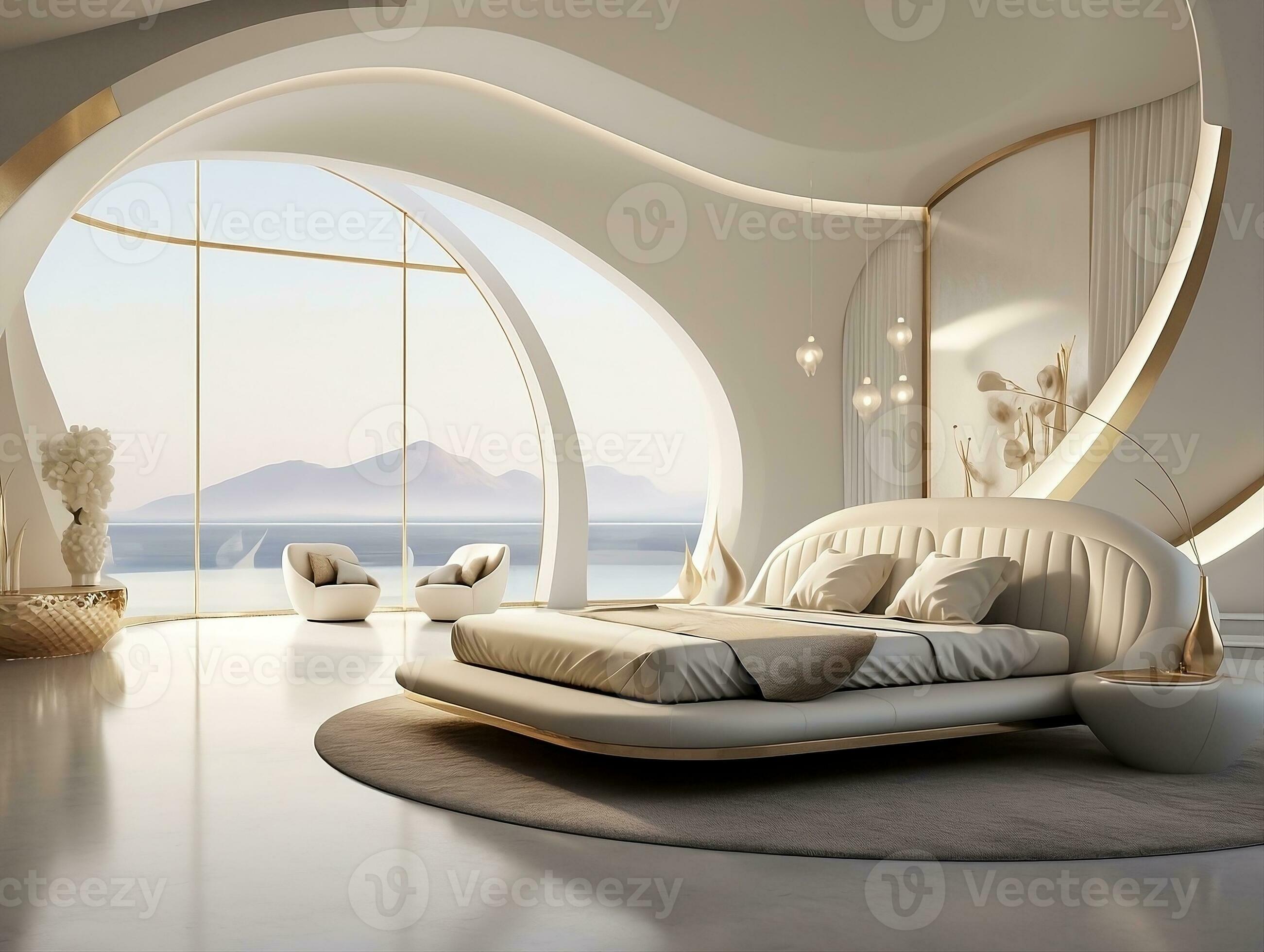 AI generated Futuristic modern luxury bedroom with very modern ...
