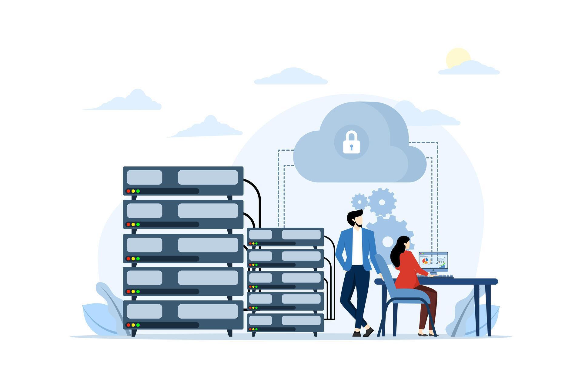 Concept Of Cloud Computing Data Center File Management Cloud Storage Web Hosting Service