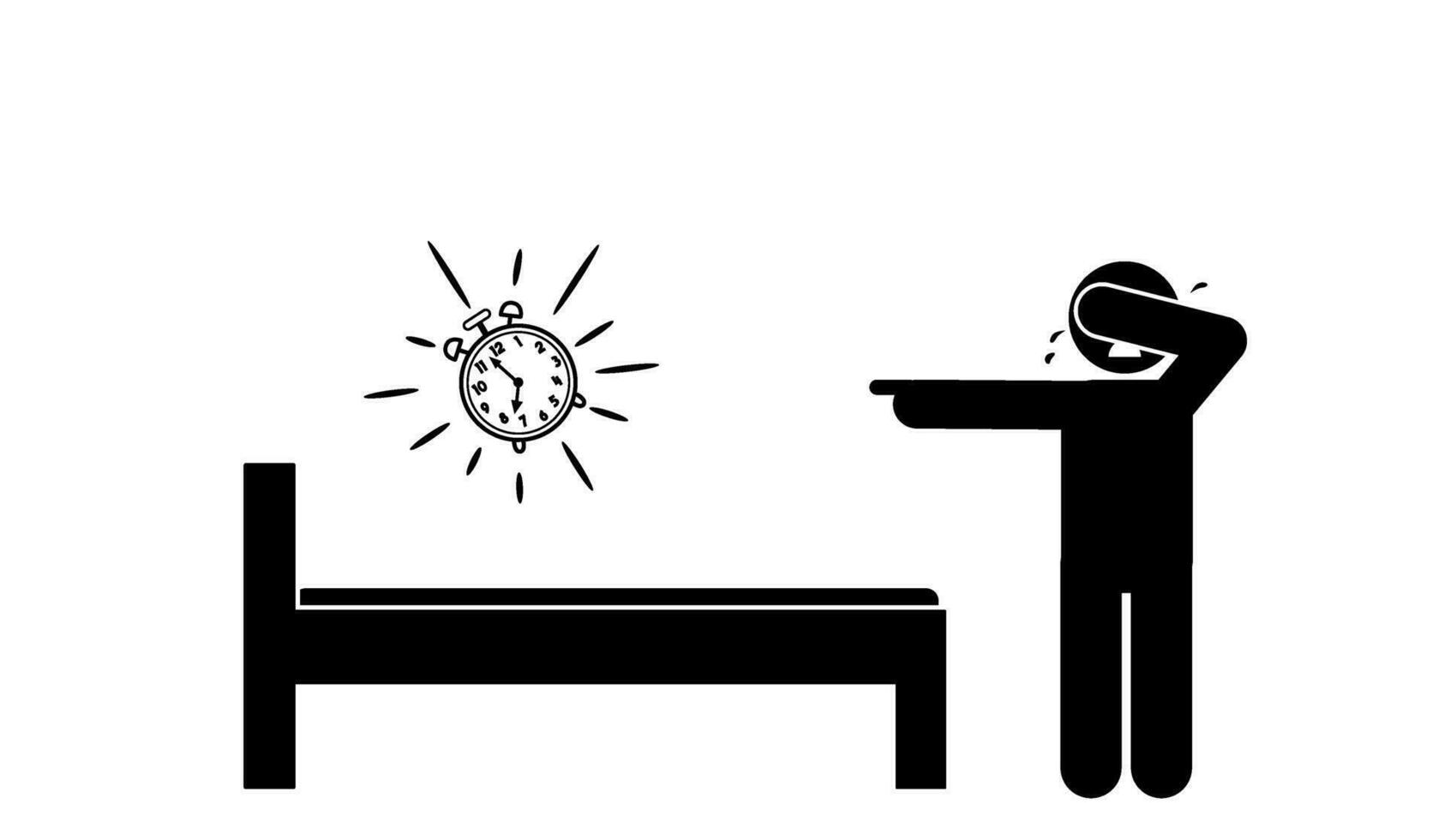 Stick Figure Cartoon Vector Illustration Frustrated Unhappy Unable To Sleep Due To Insomnia
