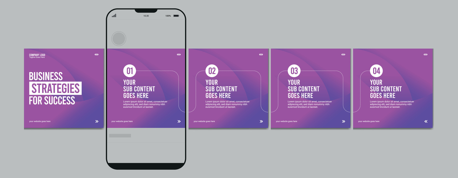 Carousel Template And Social Media Post Layout Design Set Of Business