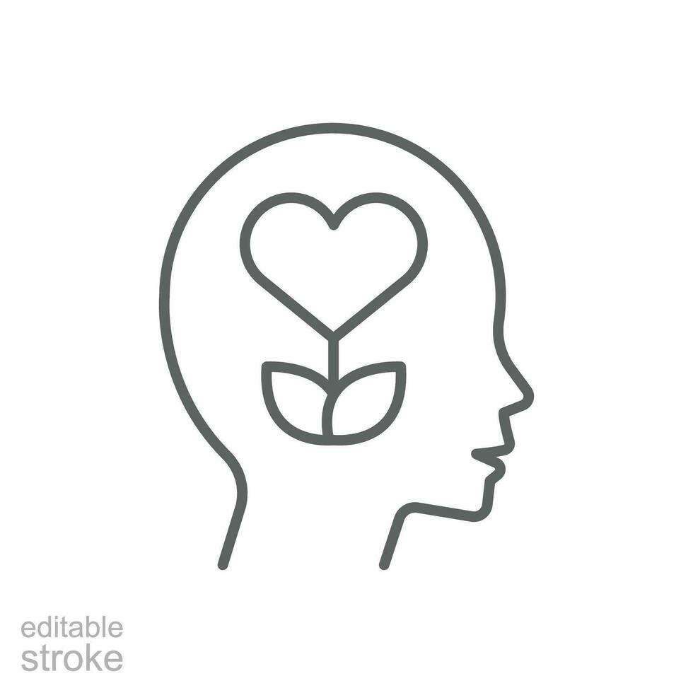 Mental health icon. Simple outline style. Positive mind wellbeing ... Mental health icon. Simple outline style. Positive mind wellbeing ...