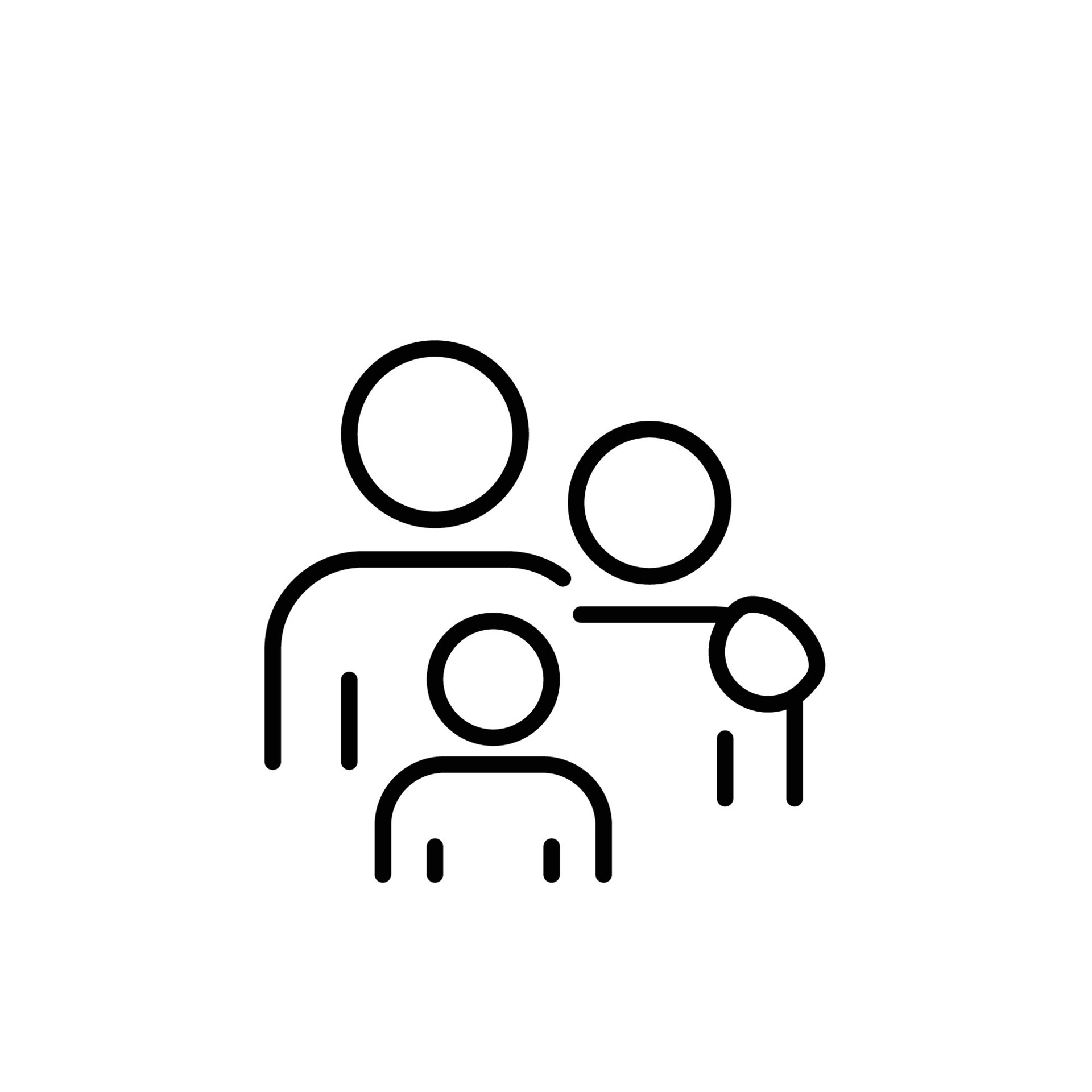 Family icon. Simple outline style. Parents and child, father, mother, kid, couple, together ...