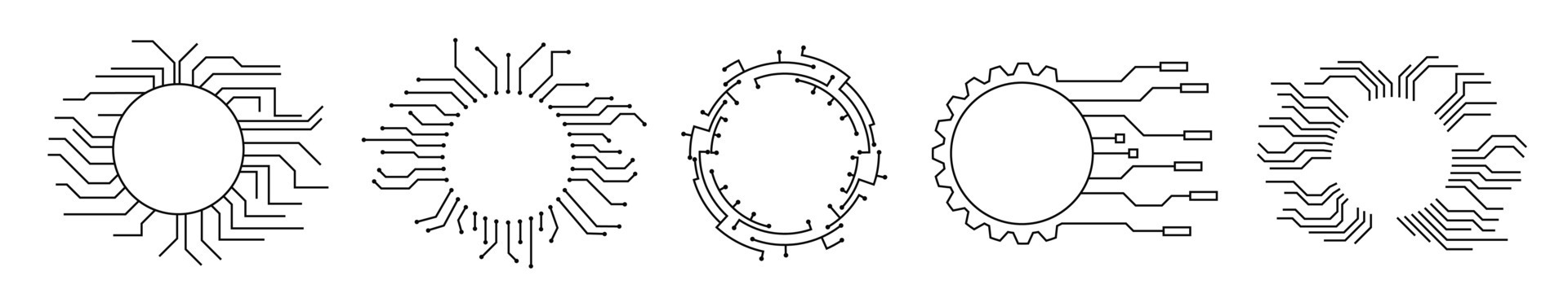 Tech circular cpu chip frame. Digital ai deep learning futuristic ...