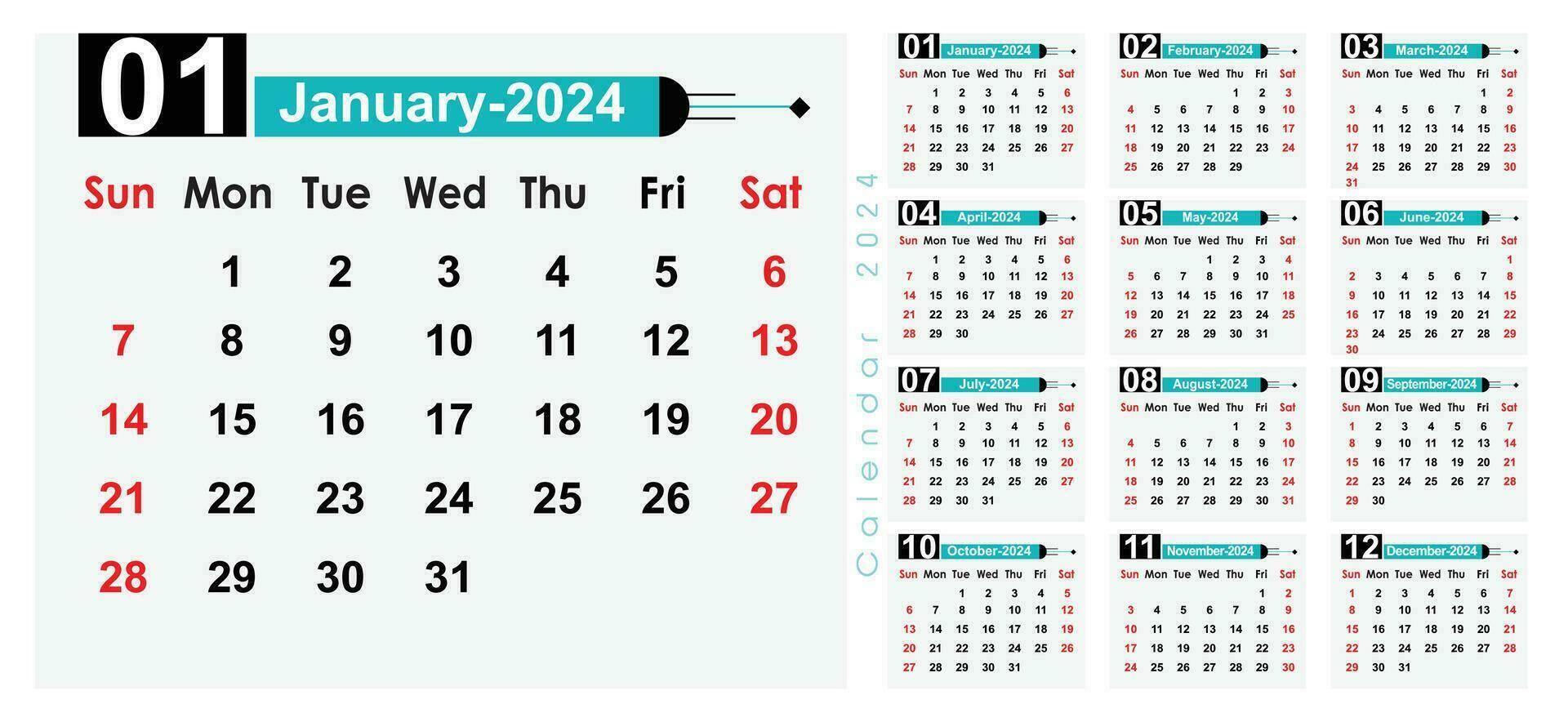 2024 calendar Design Template, Modern Creative professional Annual ... 2024 calendar Design Template, Modern Creative professional Annual ...
