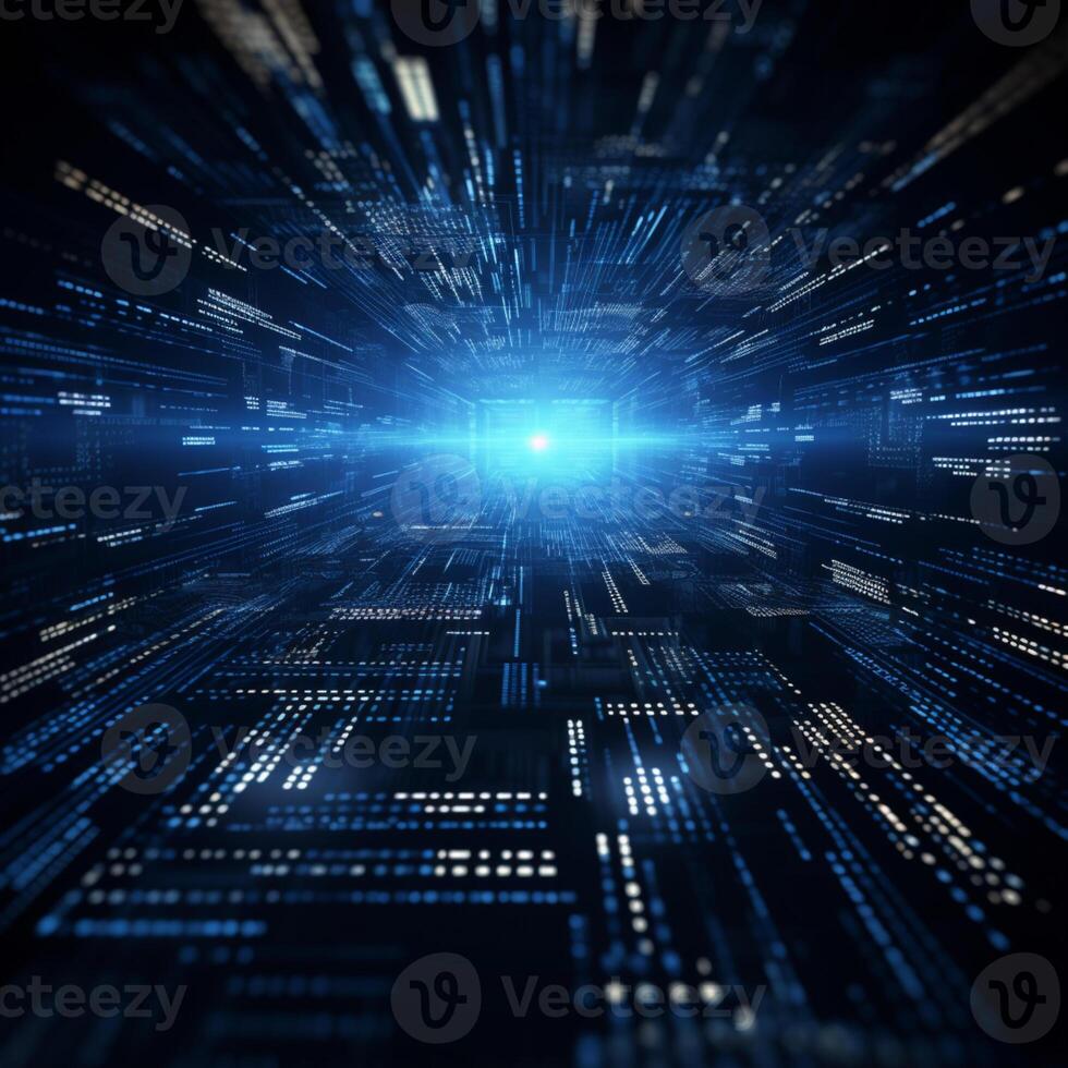 Abstract Background Futuristic Technology Dark Blue Background Data