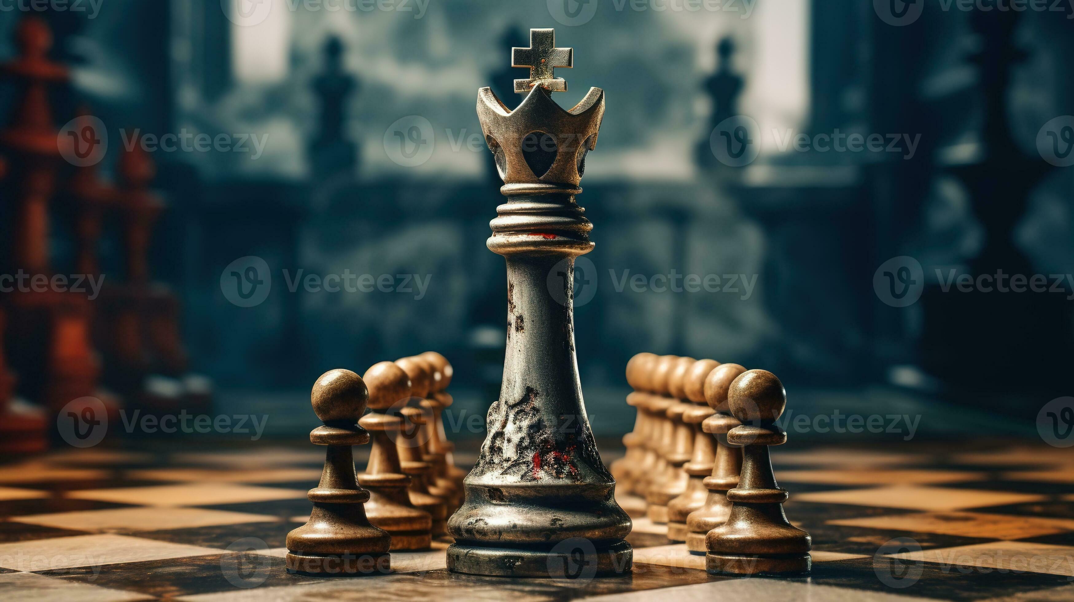 AI generated Generative AI, Chess pieces on a chessboard, intellectual ...