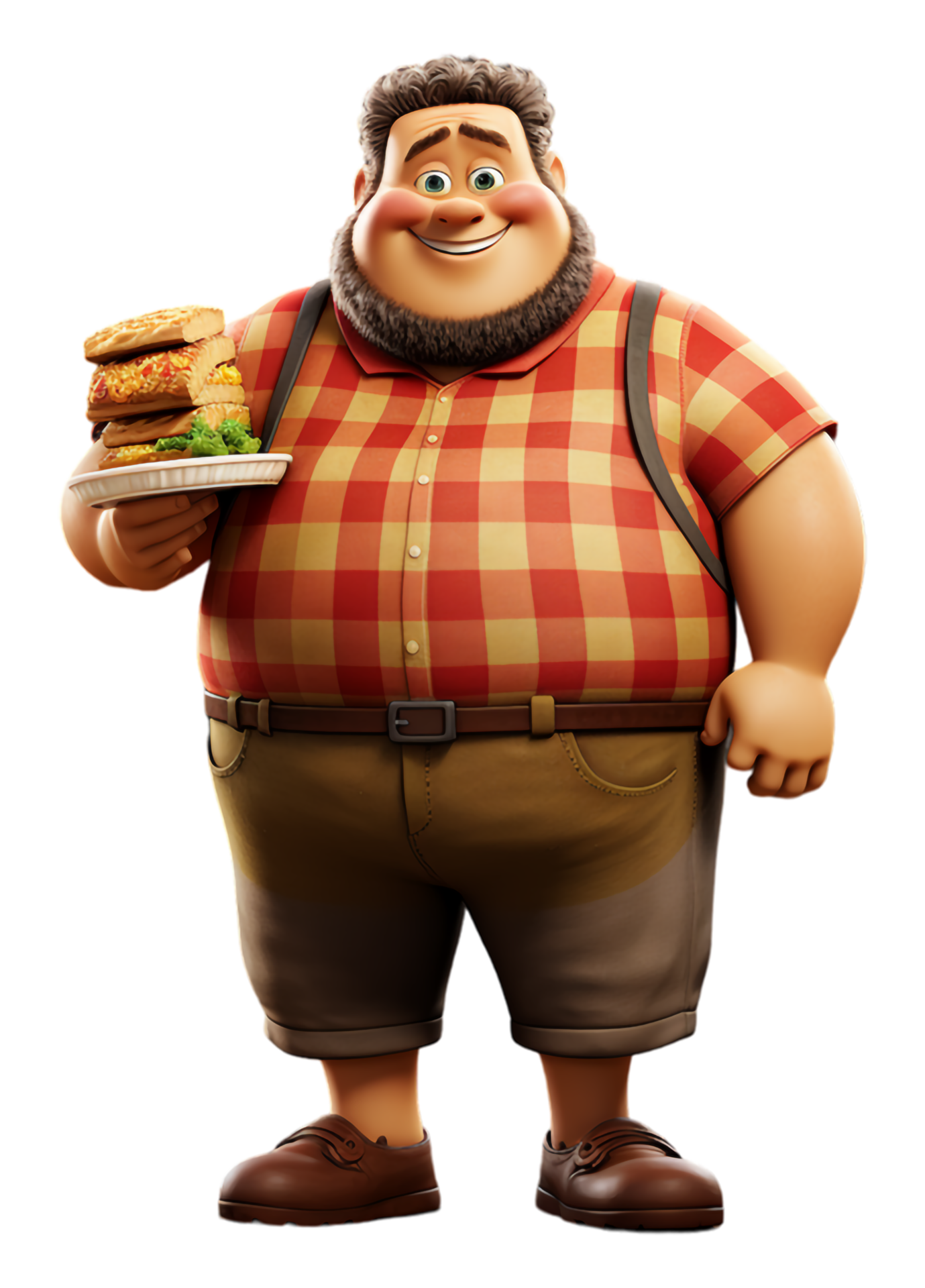 3d Illustration Character Of Fat Man Carrying Fast Food Generative Ai 3d-illustration-character-of-fat-man-carrying-fast-food-generative-ai