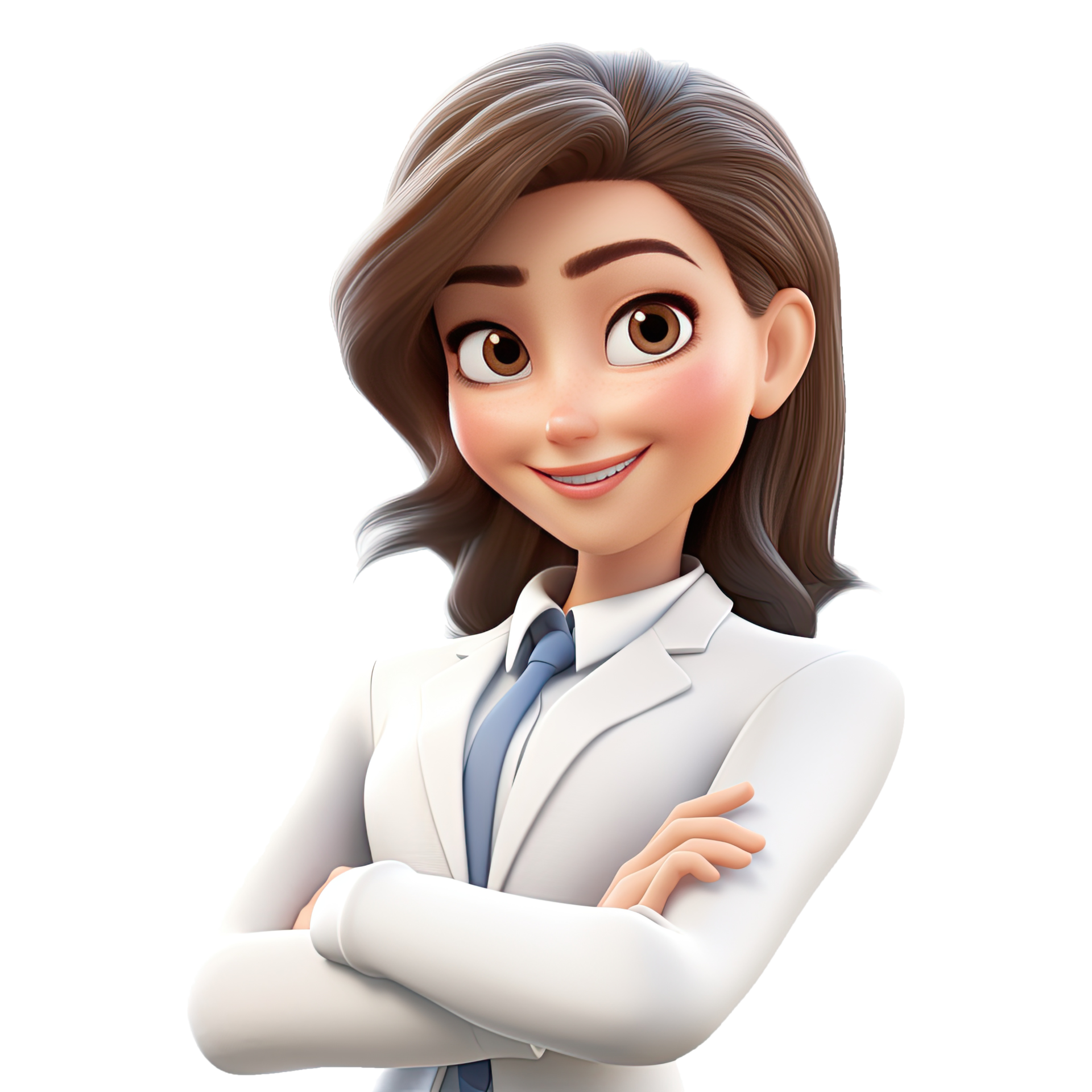 AI generated 3D Cute cartoon woman character in white suit 34599485 PNG