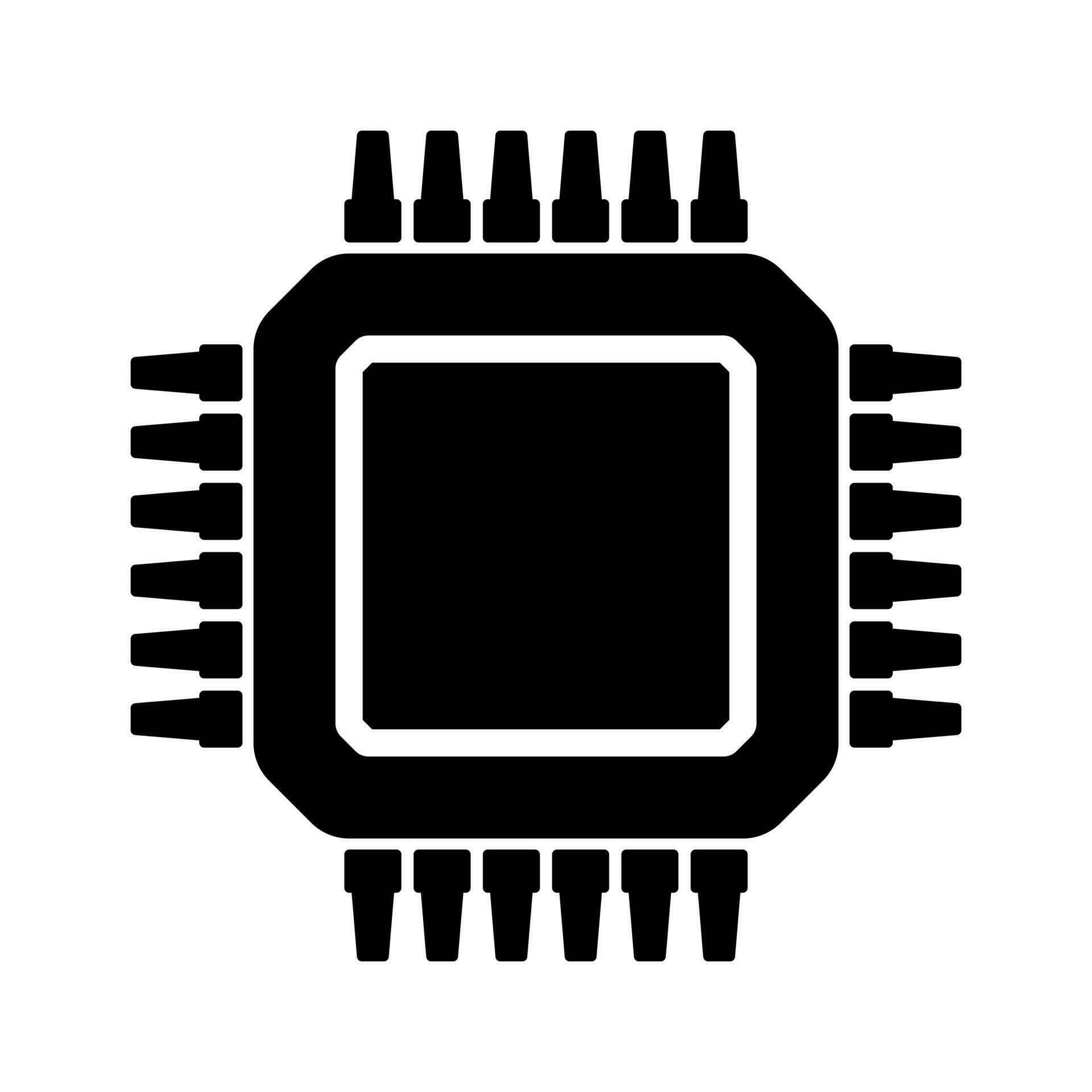 Electronic Chip Vector Icon Isolated On White Background Computer Chip Icon Cpu Microprocessor