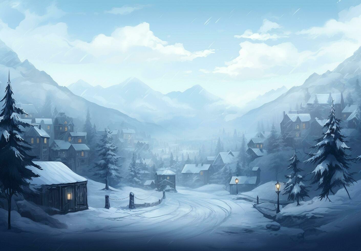 AI generated Snow background and tree winter with copy space scene ...
