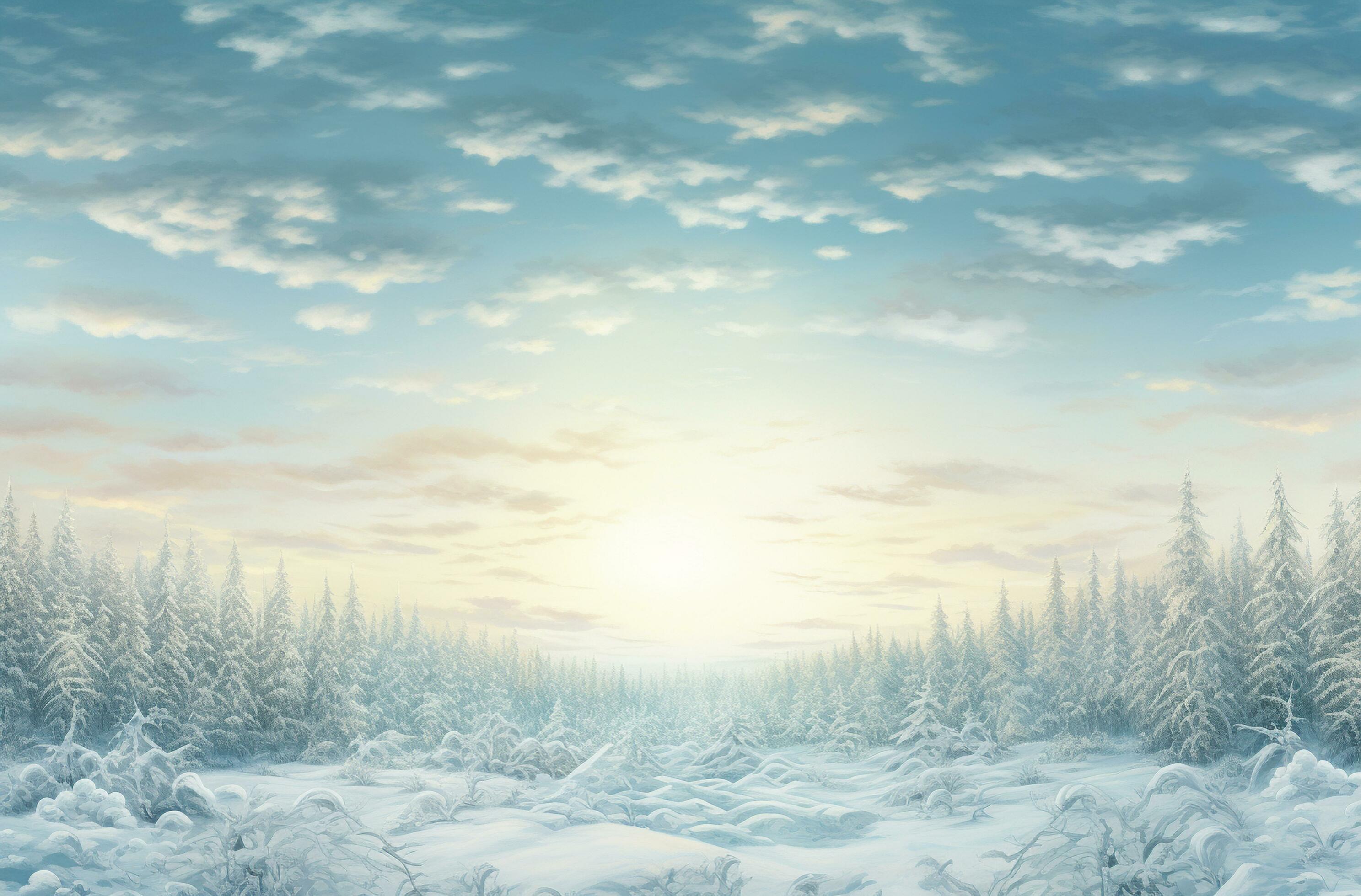 AI generated Snow background and tree winter with copy space scene ...