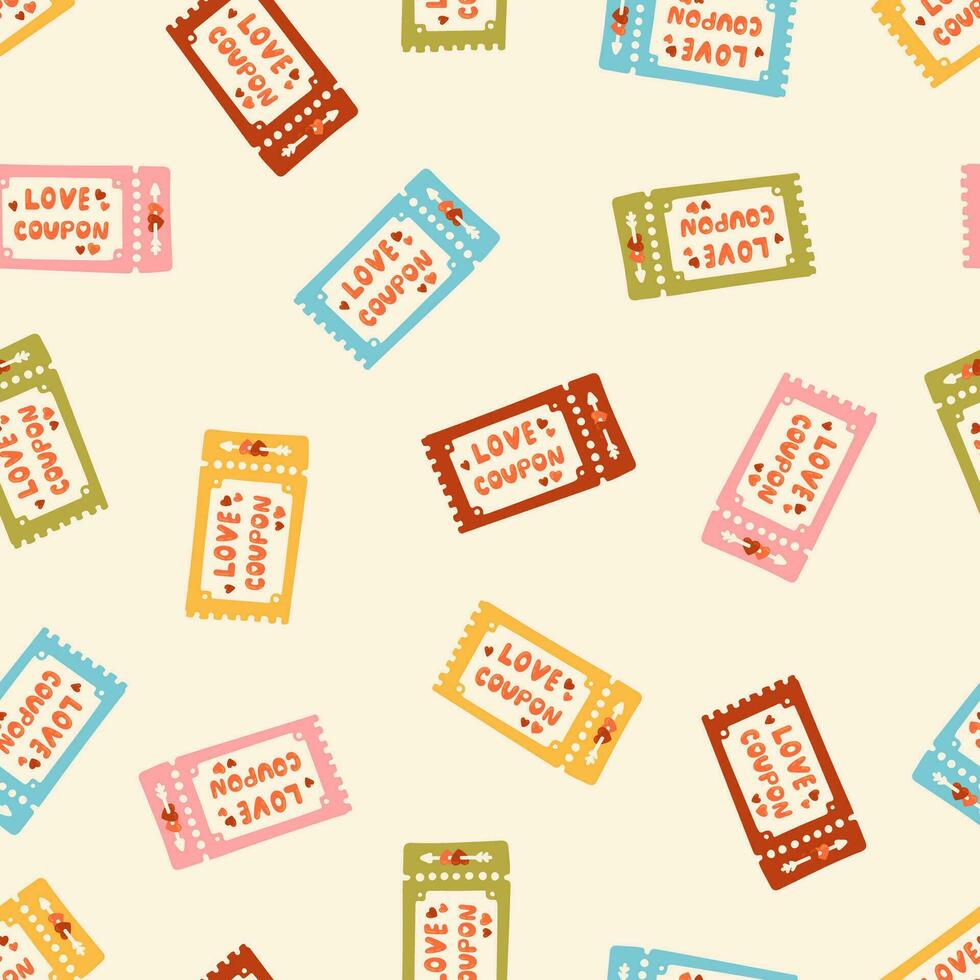 love coupon vector seamless pattern. Valentines day ticket Romantic texture background 34603841 Vector Art at Vecteezy