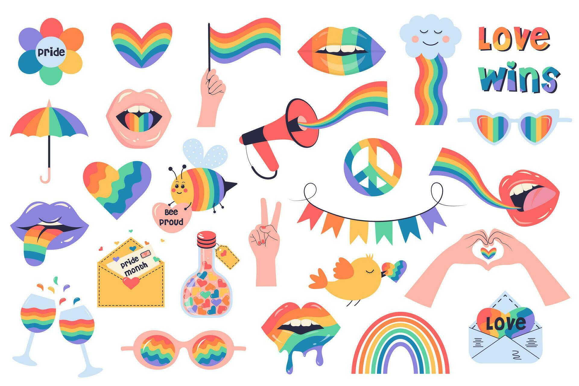 Lgbtq Set Of Symbols Lgbtq Sticker Pack Set Rainbow Icons Of The Lgbt