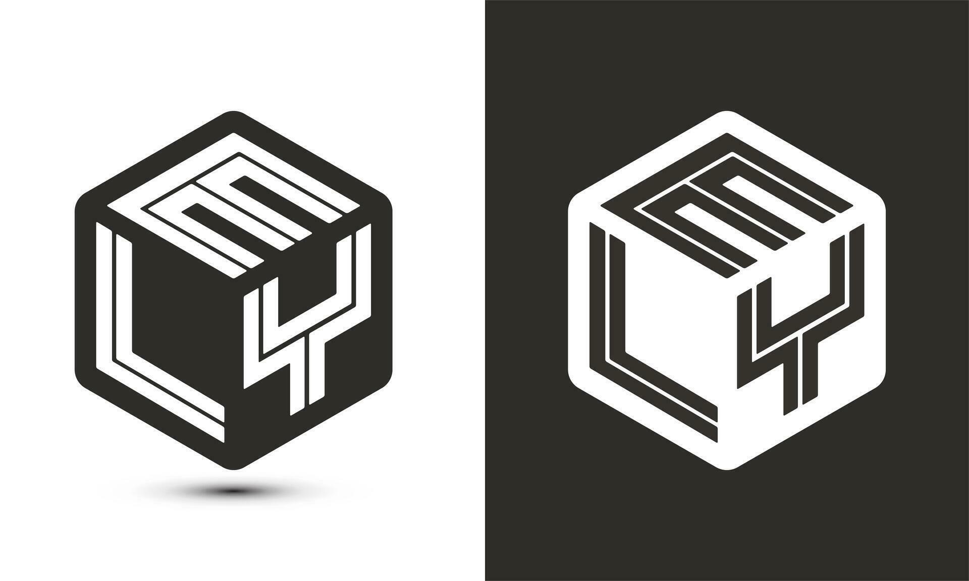 Ely Letra Logo Diseño Con Ilustrador Cubo Logo Vector Logo Moderno