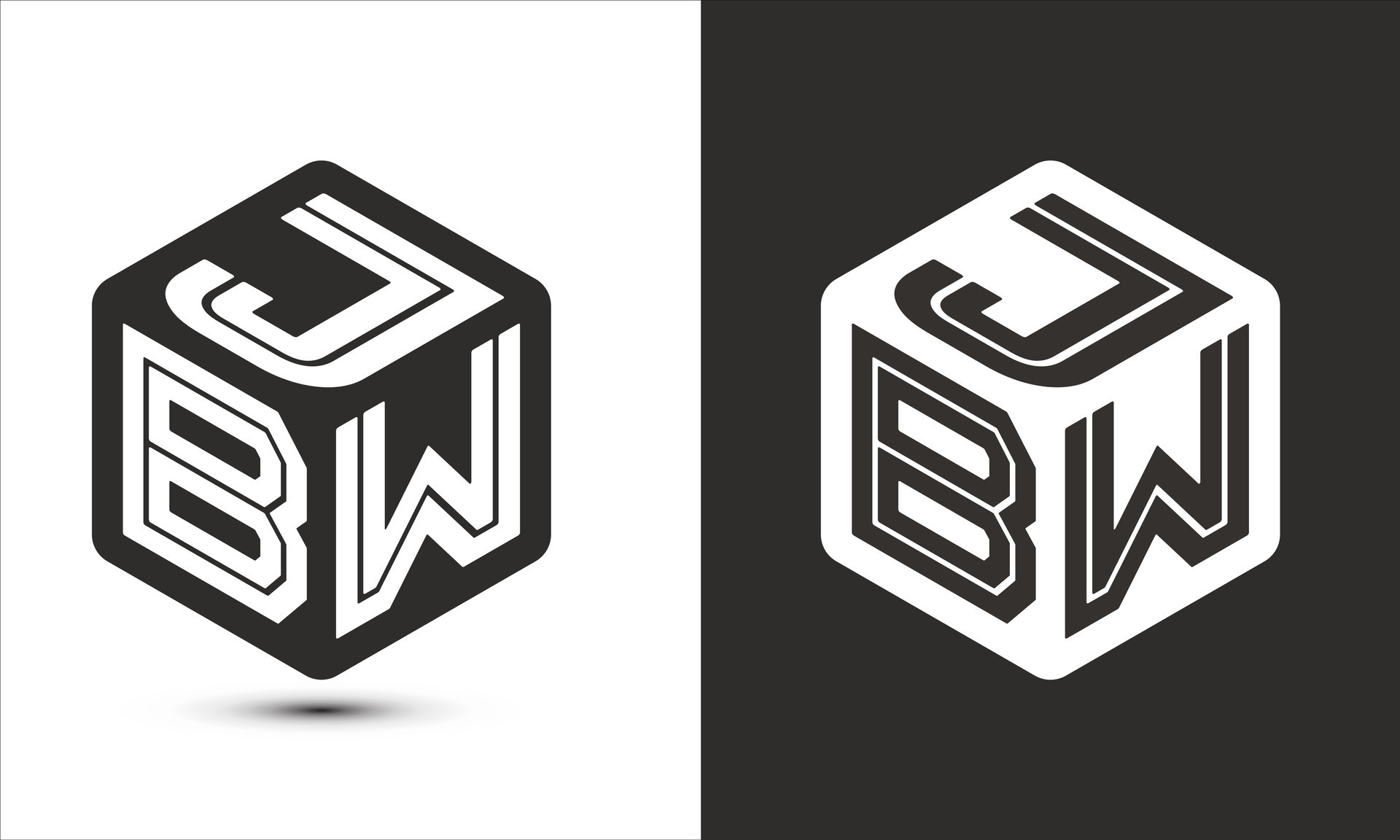 JBW letter logo design with illustrator cube logo, vector logo modern alphabet font overlap ...