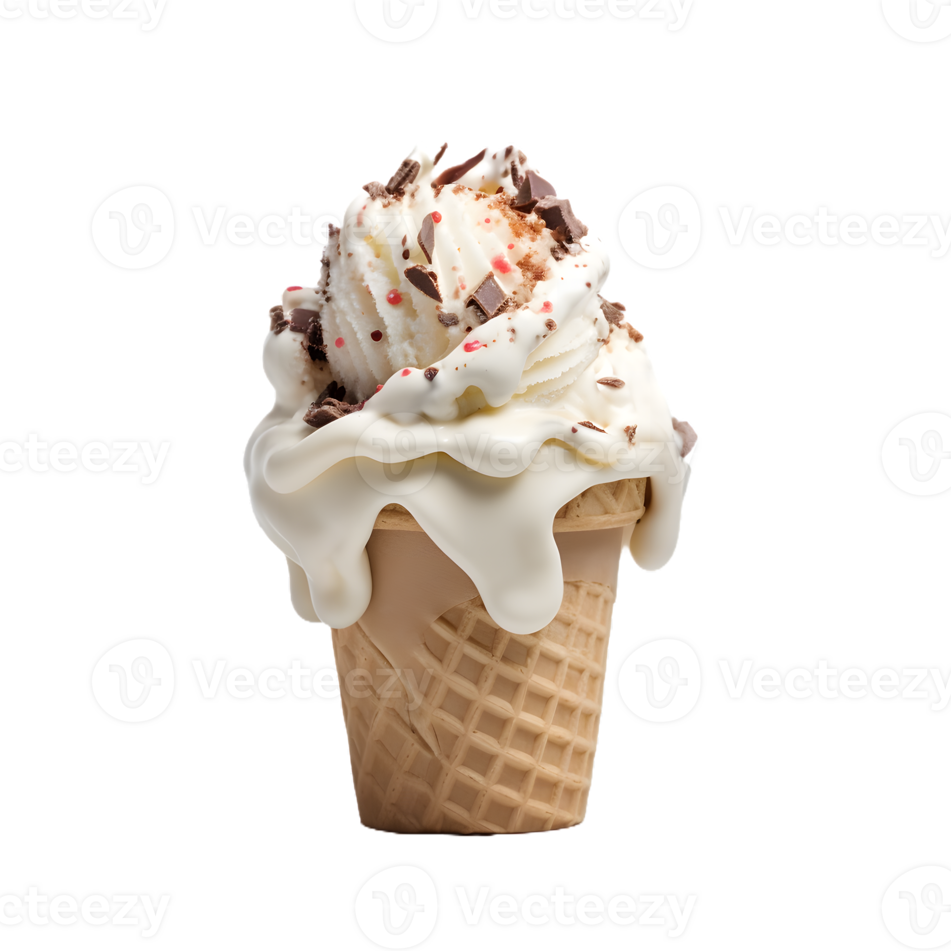 Vanilla Ice Cream Cone Ai Generative 34607676 Png