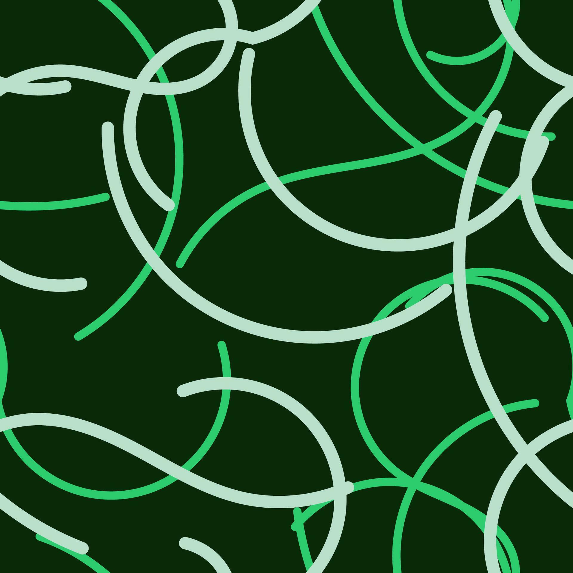 Editable Abstract Green Curved Lines Vector Seamless Pattern With Dark Background for Decorative ...