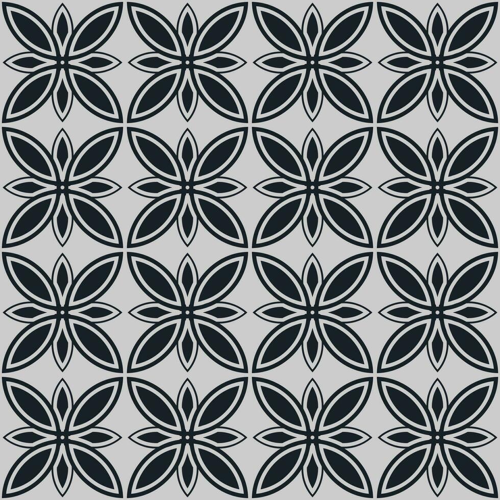 Black And White Pattern With Flowers Seamless Pattern With Geometric Floral Repeating Curve