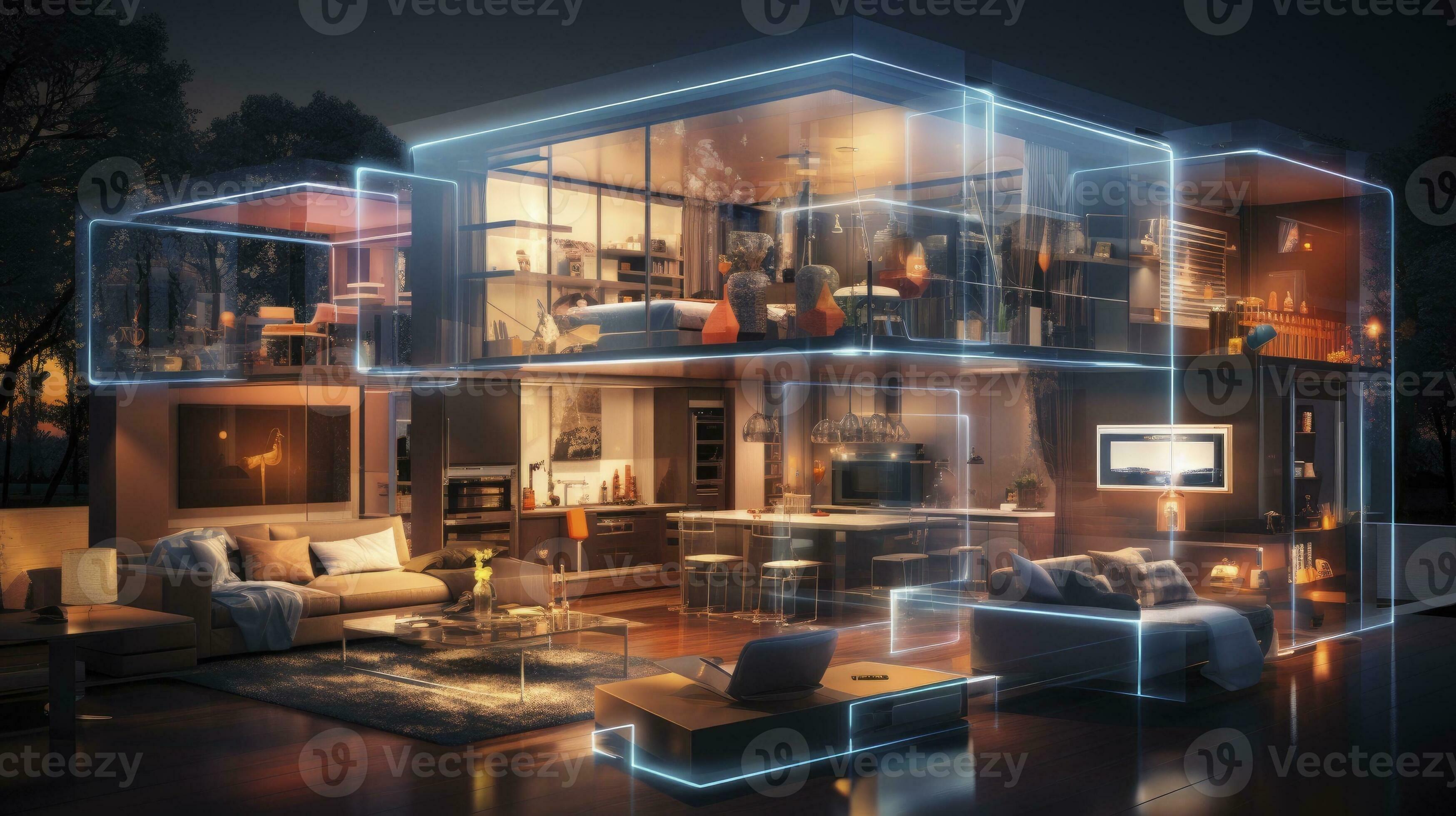 Interior home with ai IoT digital, Generative AI 34616240 Stock Photo ...
