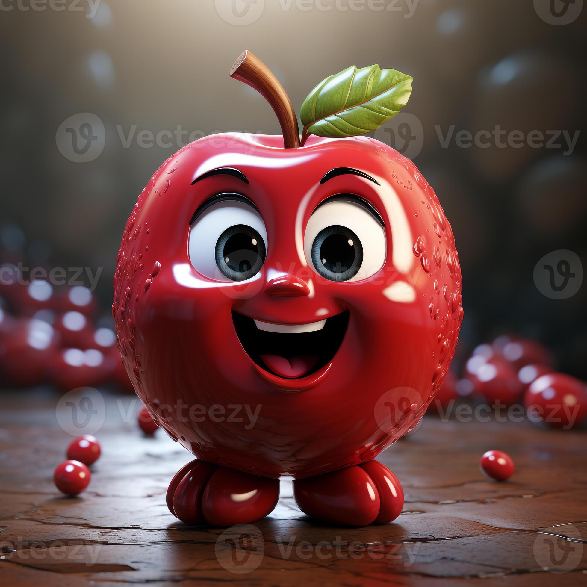 AI generated 3d cartoon realistic cute apple fruit 34617071 Stock Photo ...