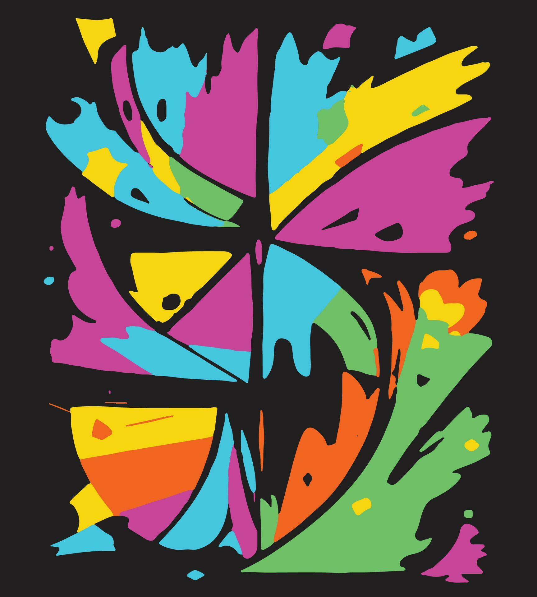Colorful Abstract Shapes Patterns And Lines Illustrated In Retro